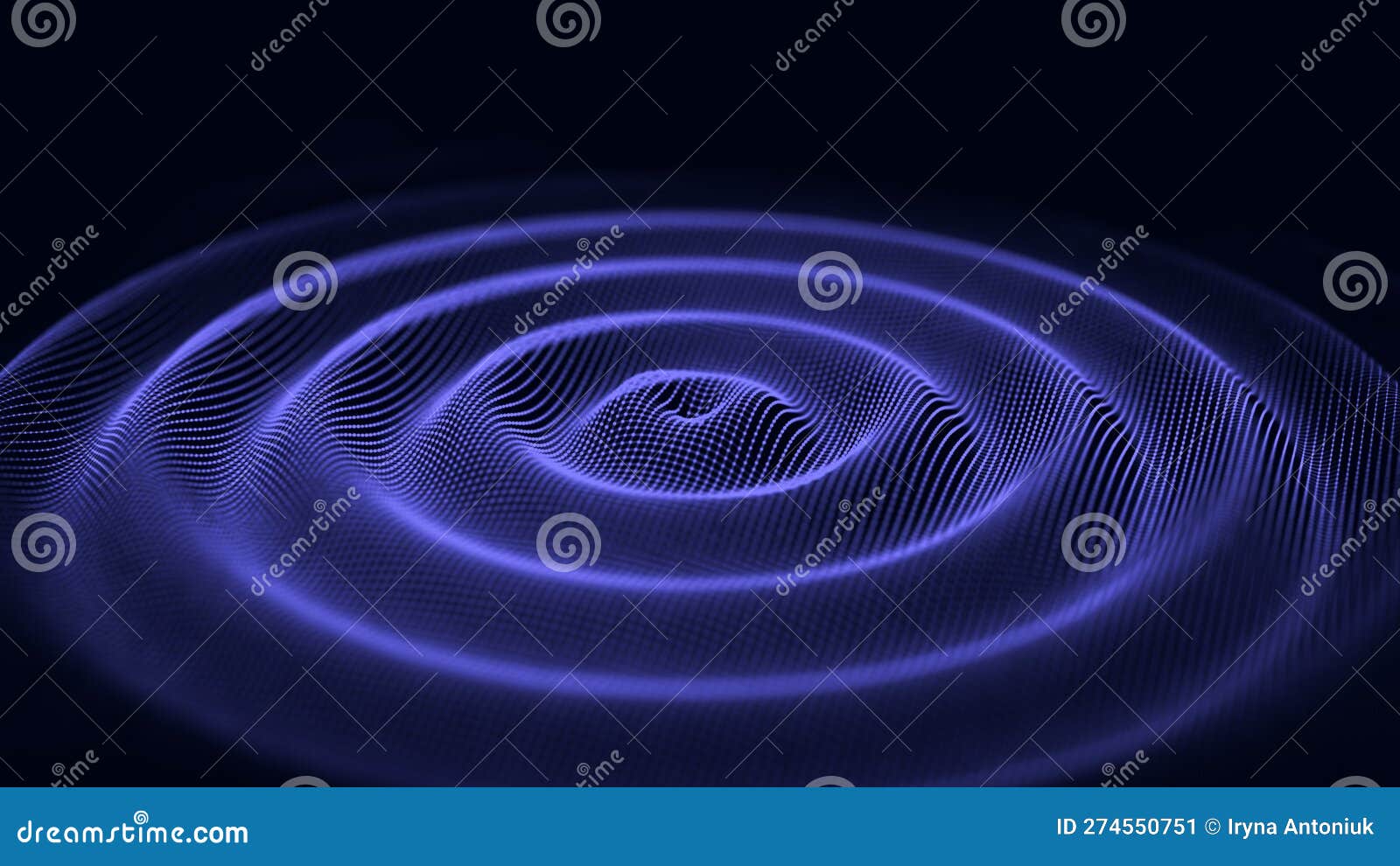 Vibration and Sound Wave. Circle Blue Pulse Wave with Points on the ...