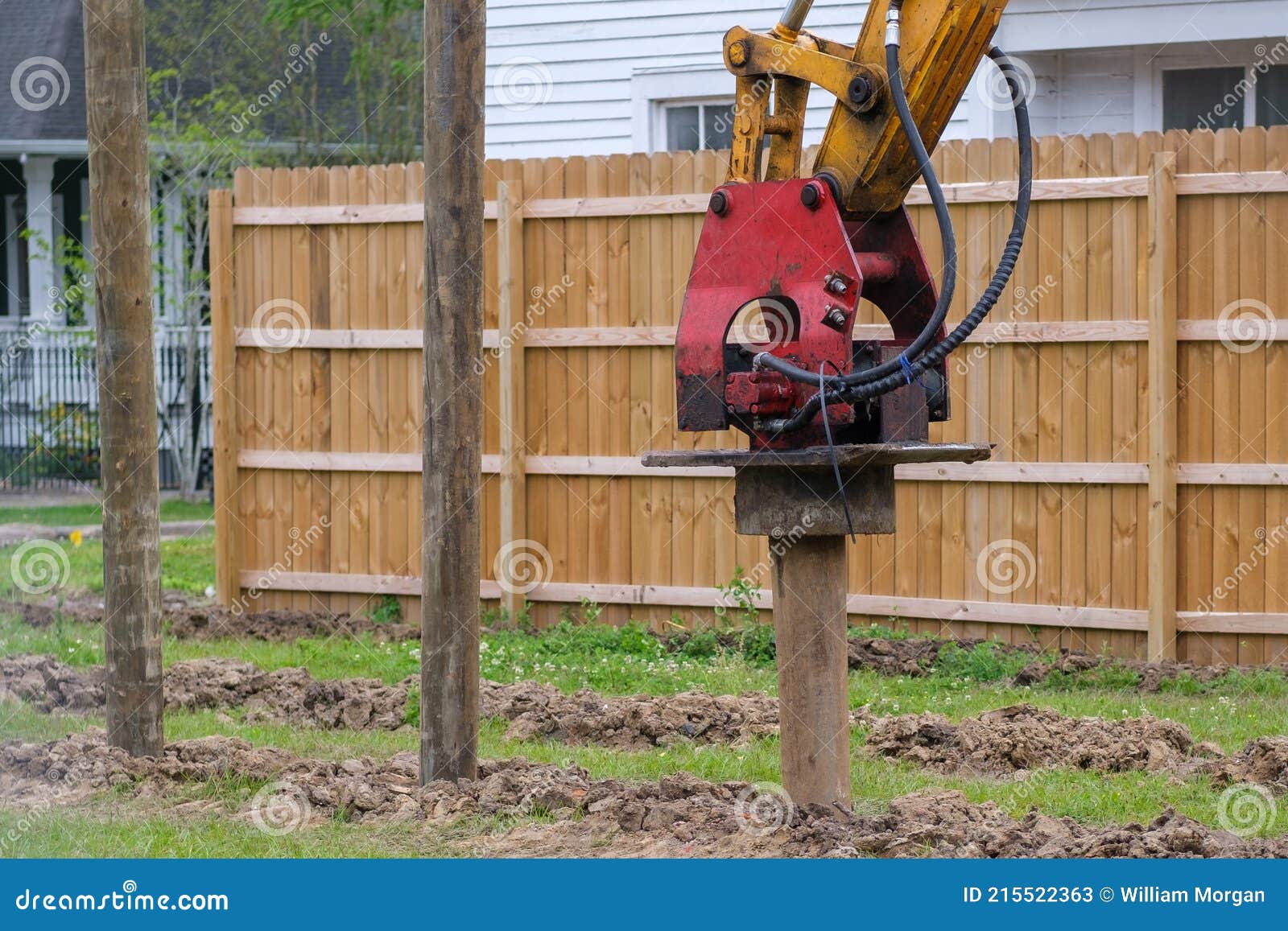 Vibratory Pile Driver Attachment in Action Stock Image - Image of ...