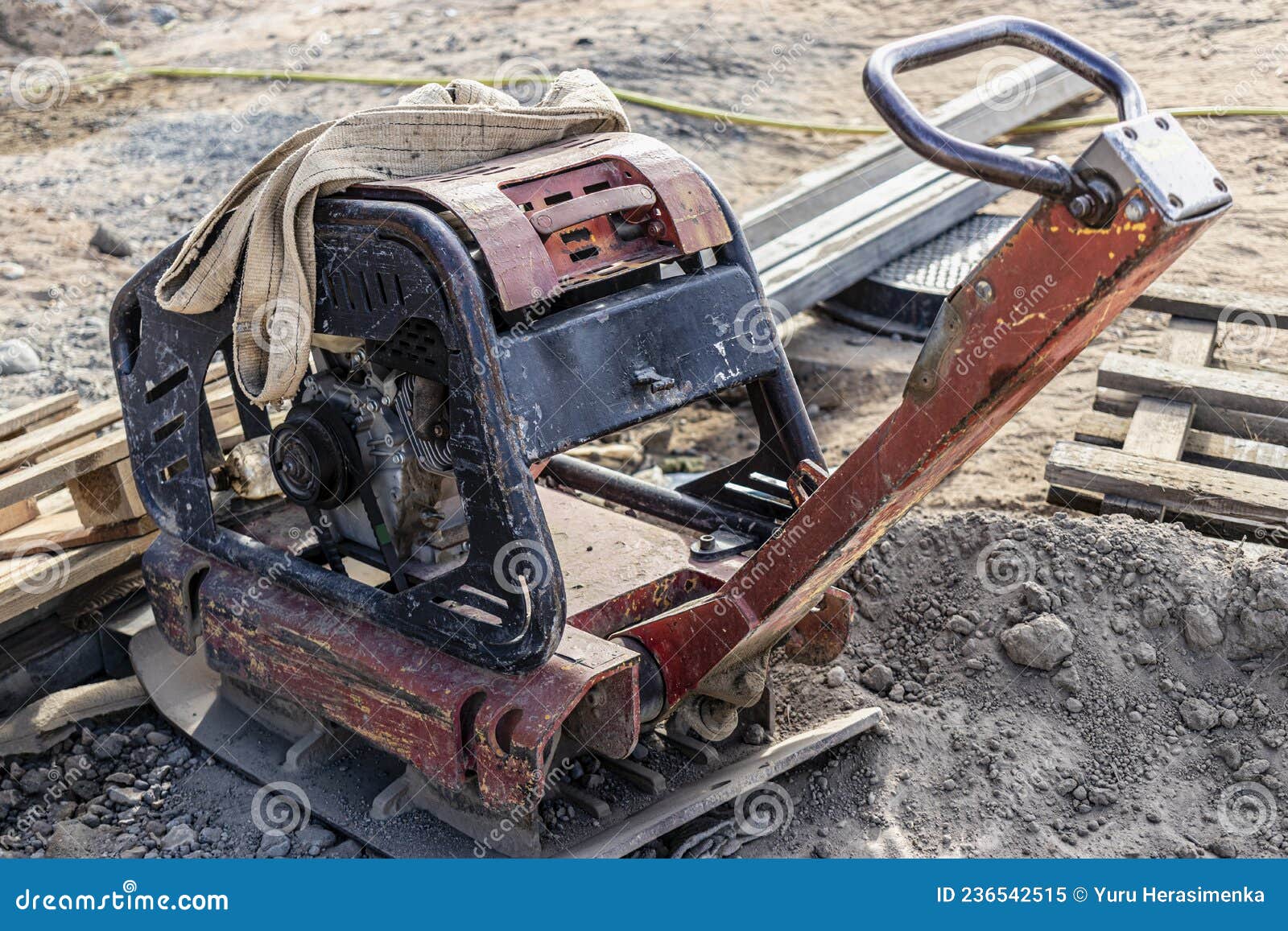Vibratory Rammer with Vibrating Plate on a Construction Site ...