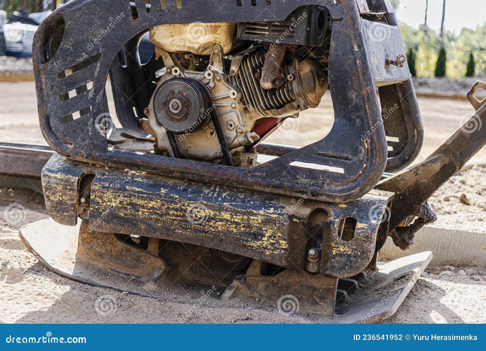 Vibratory Rammer with Vibrating Plate on a Construction Site ...