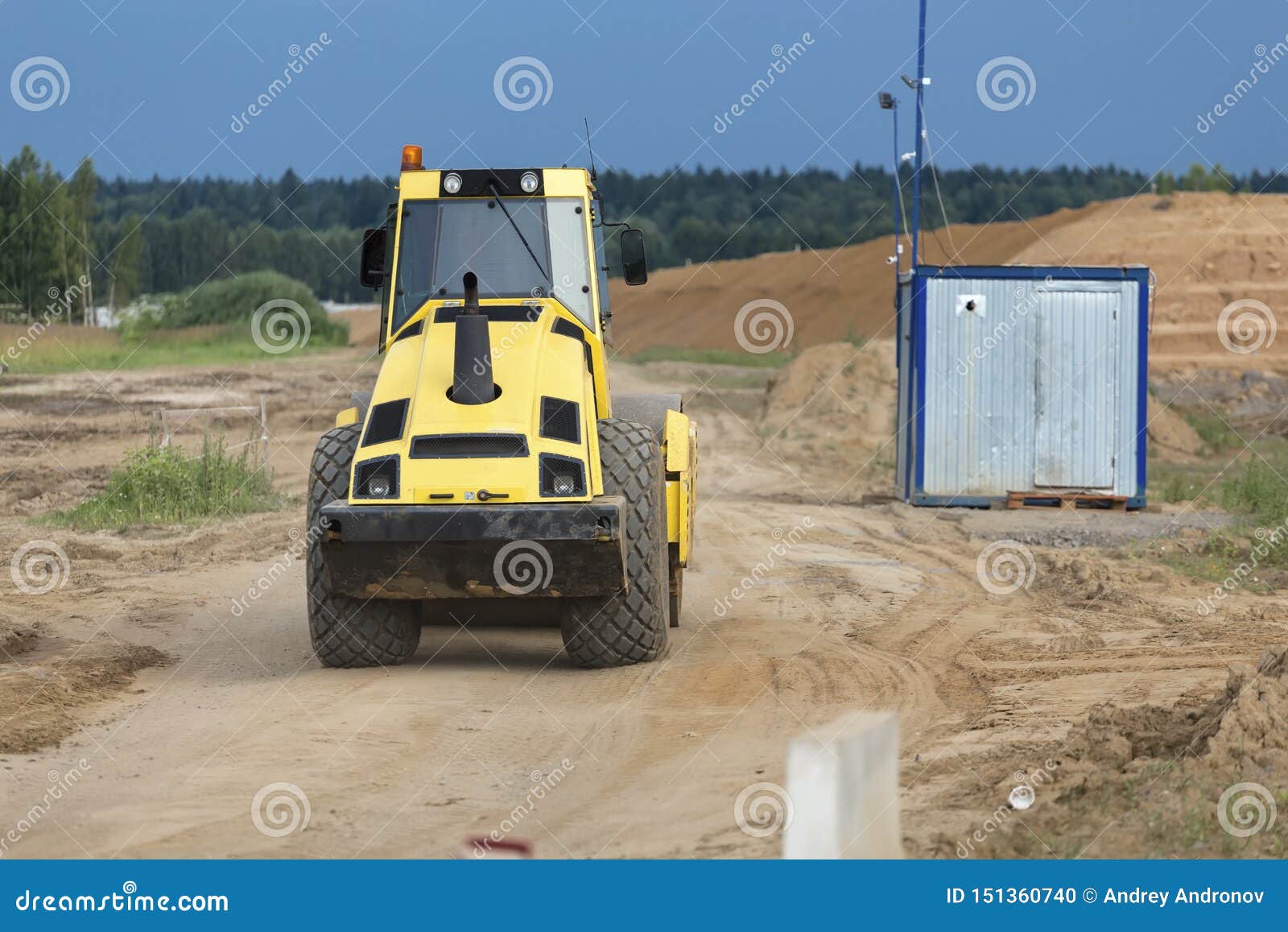 Vibratory Roller Rides To the Construction Site Stock Photo - Image of ...