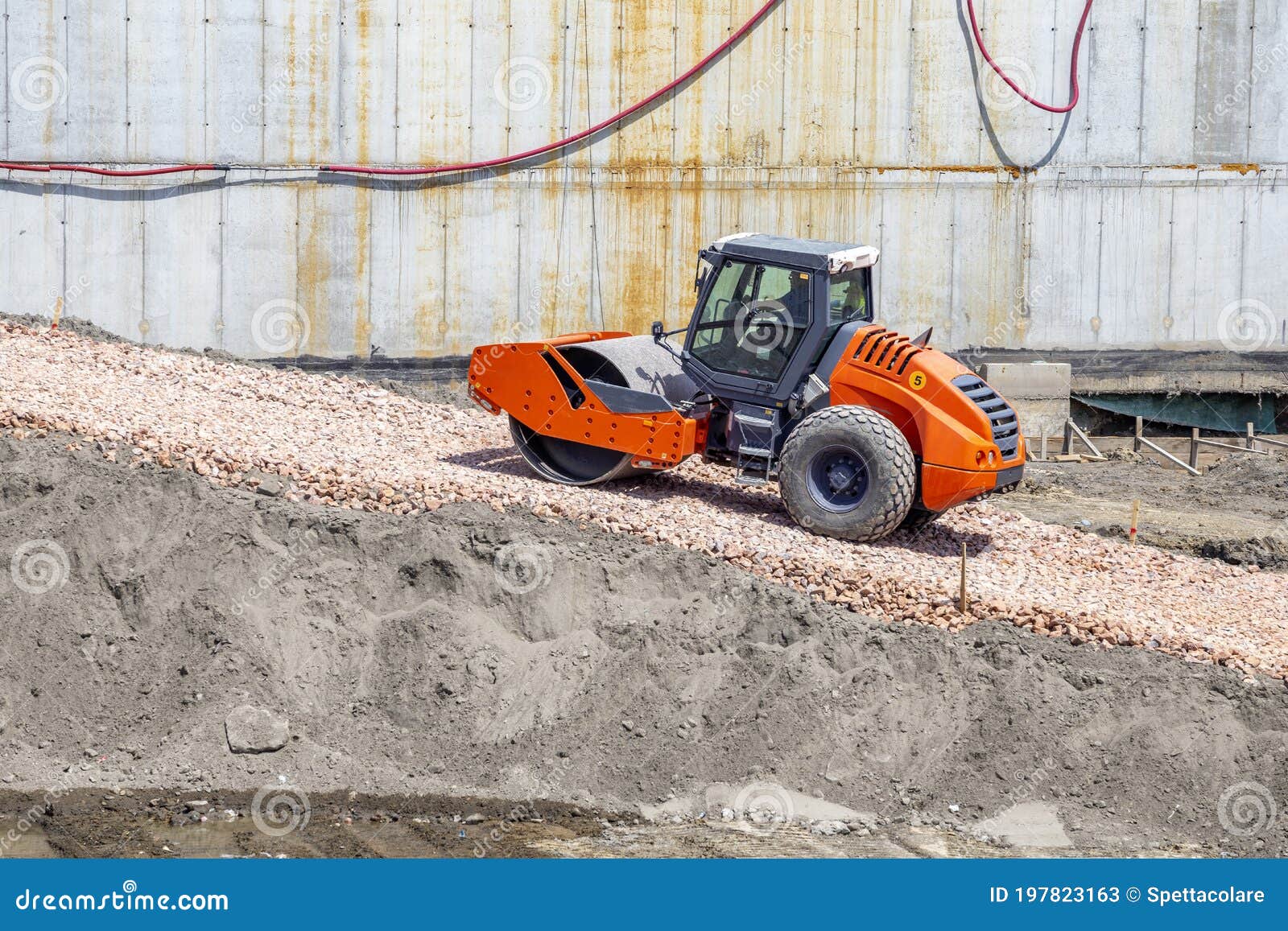 Vibratory Roller Soil Compactor Stock Image - Image of activity, heavy ...