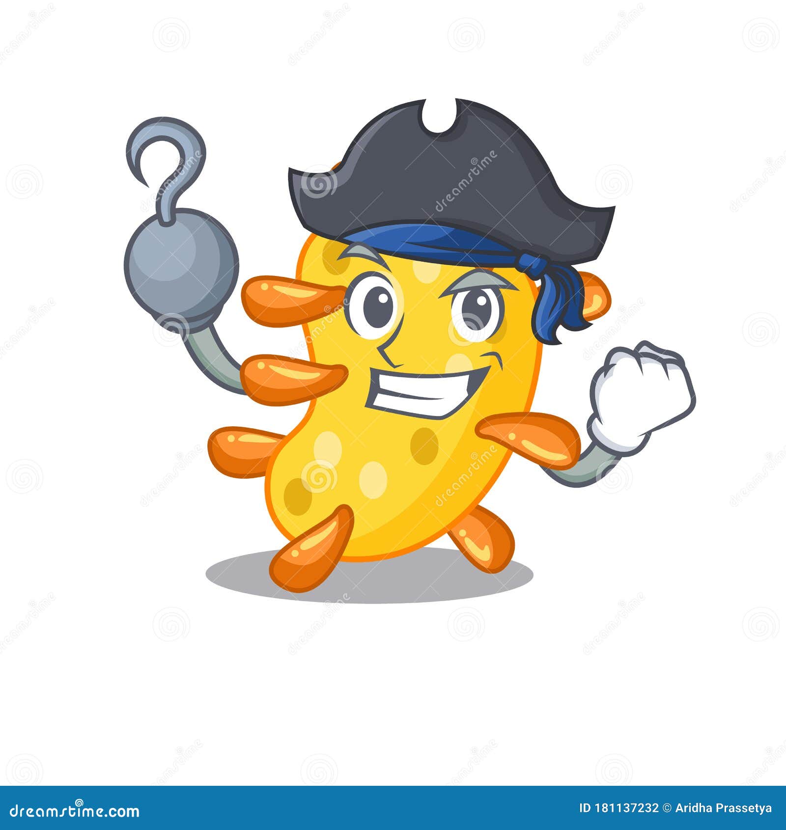 Vibrio Cartoon Design Style As a Pirate with Hook Hand and a Hat Stock ...