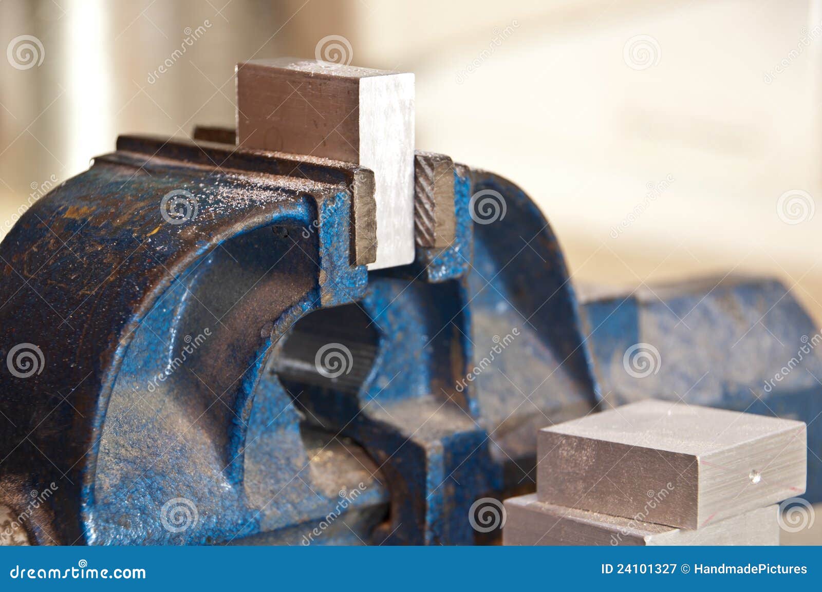 Vice with a block of metal stock image. Image of vice - 24101327