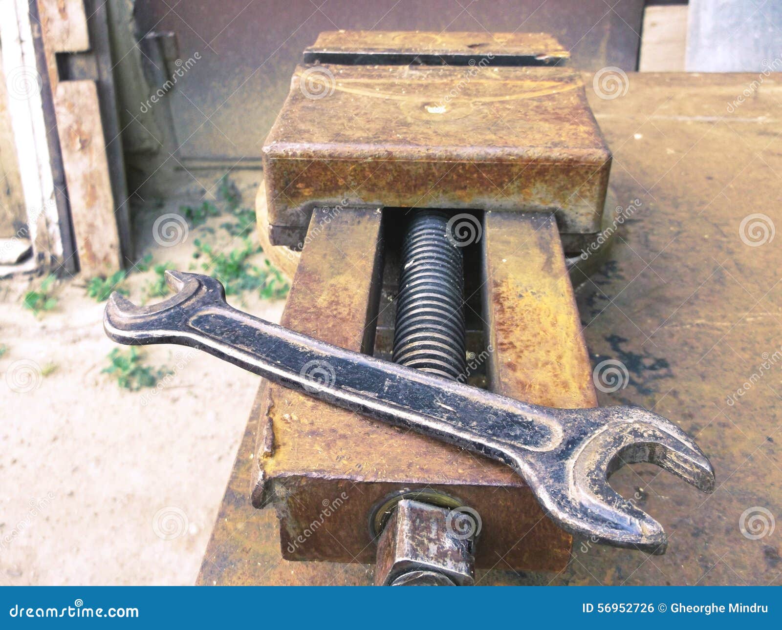 Vice and Wrench stock photo. Image of compress, workbench - 56952726