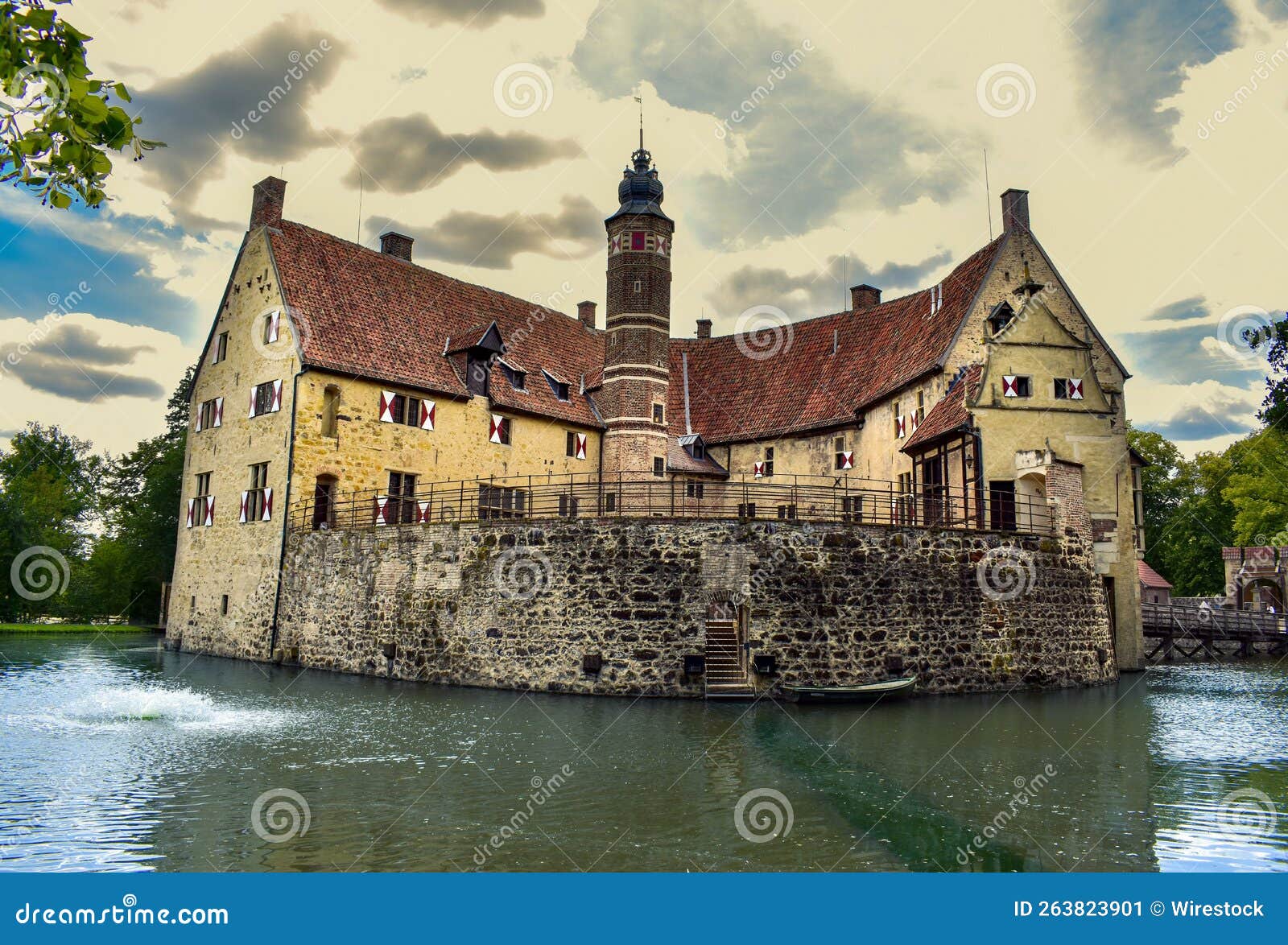 Vischering Castle Cloudy stock image. Image of view - 263823901