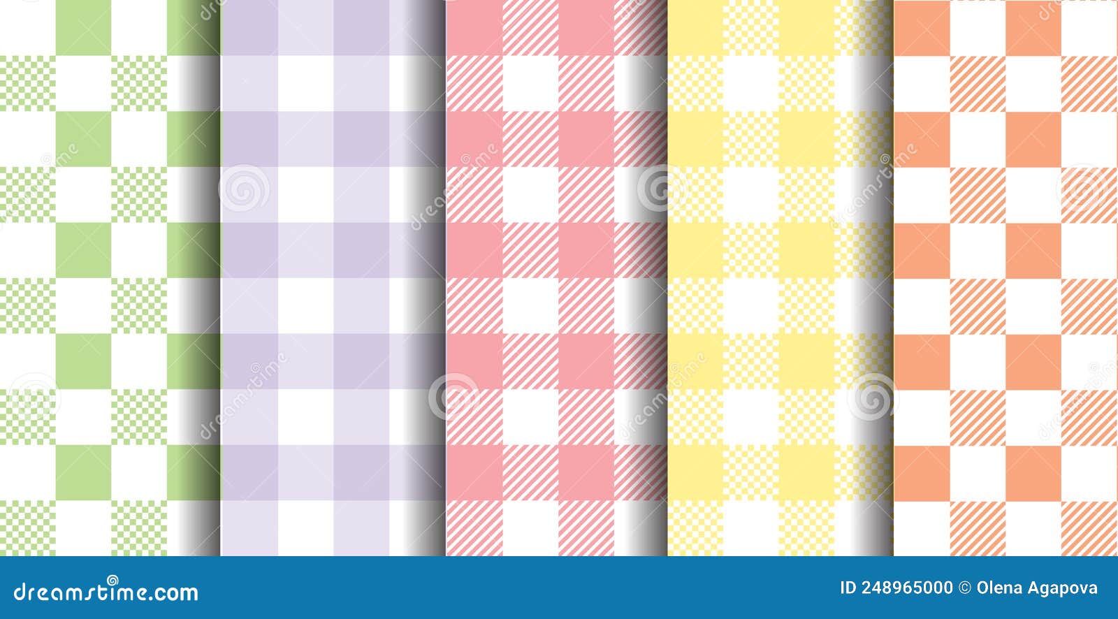 Vichy Seamless Set. Pastel Gingham Pattern. Background for Easter ...
