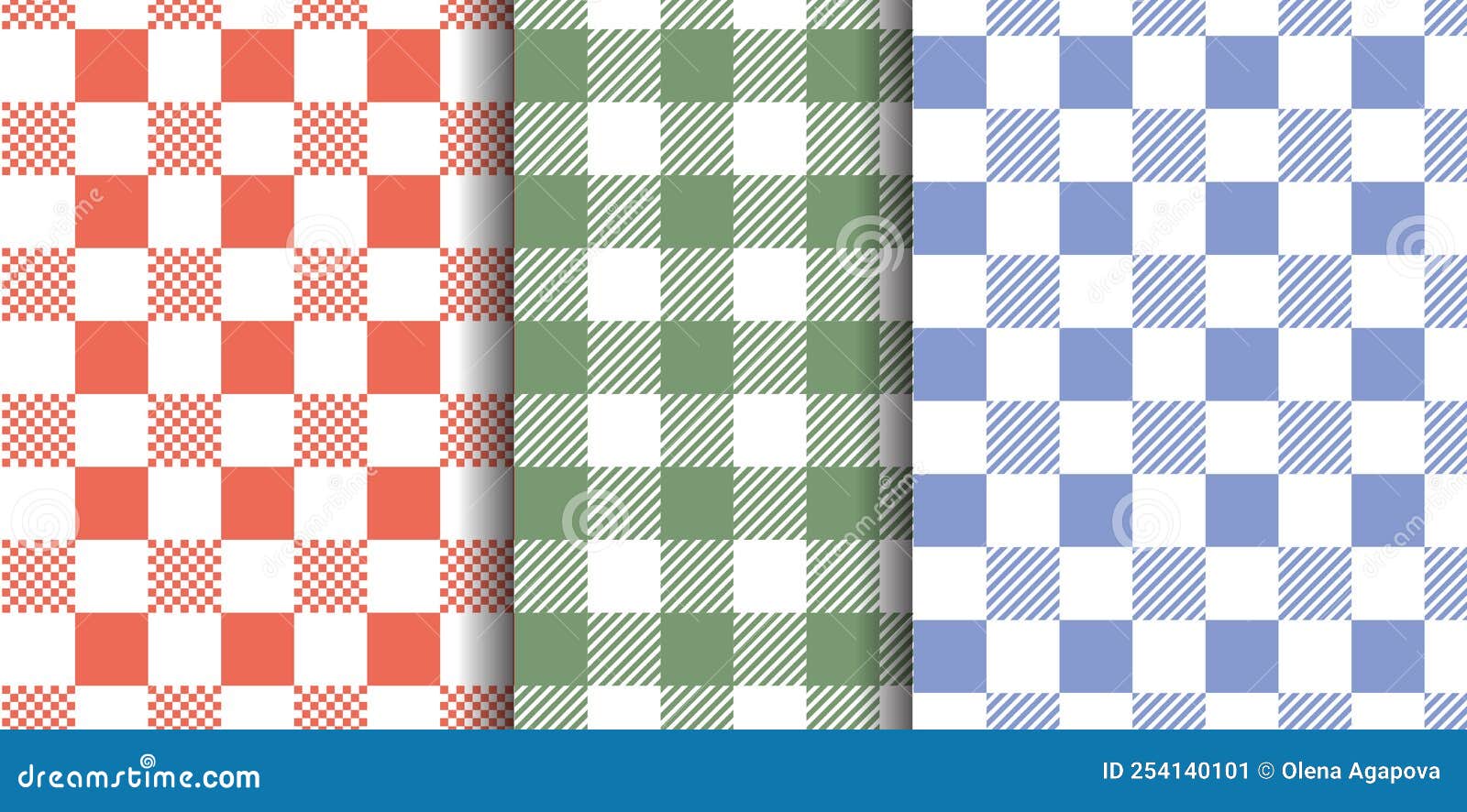 Vichy Seamless Set. Pastel Gingham Pattern. Background For Easter ...