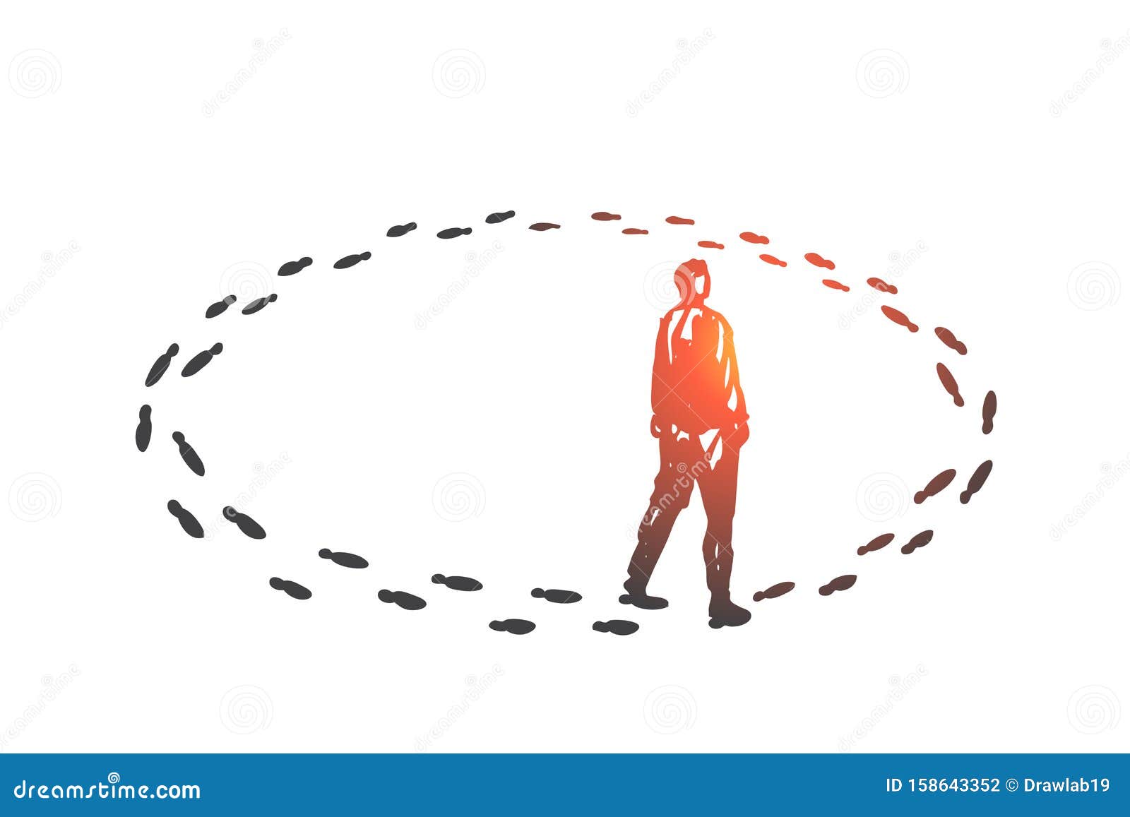 Vicious Circle, Monotony Concept Sketch. Hand Drawn Isolated Vector ...