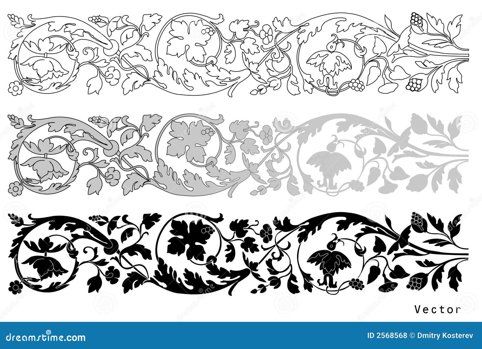 Vicrtorian Style Floral Design Stock Vector - Illustration of nature ...