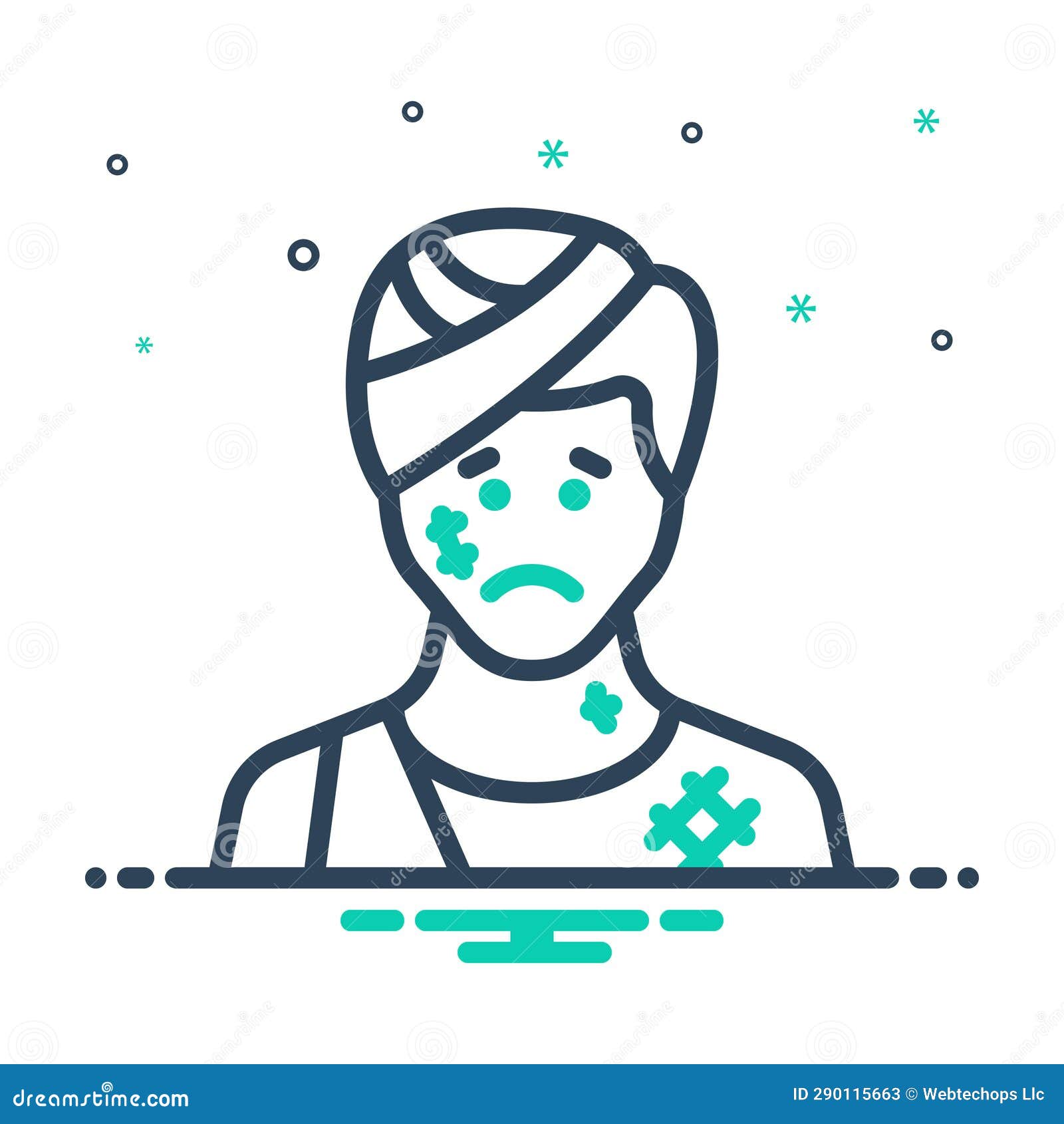 Mix Icon for Victim, Bandages and Facial Injuries Stock Vector ...