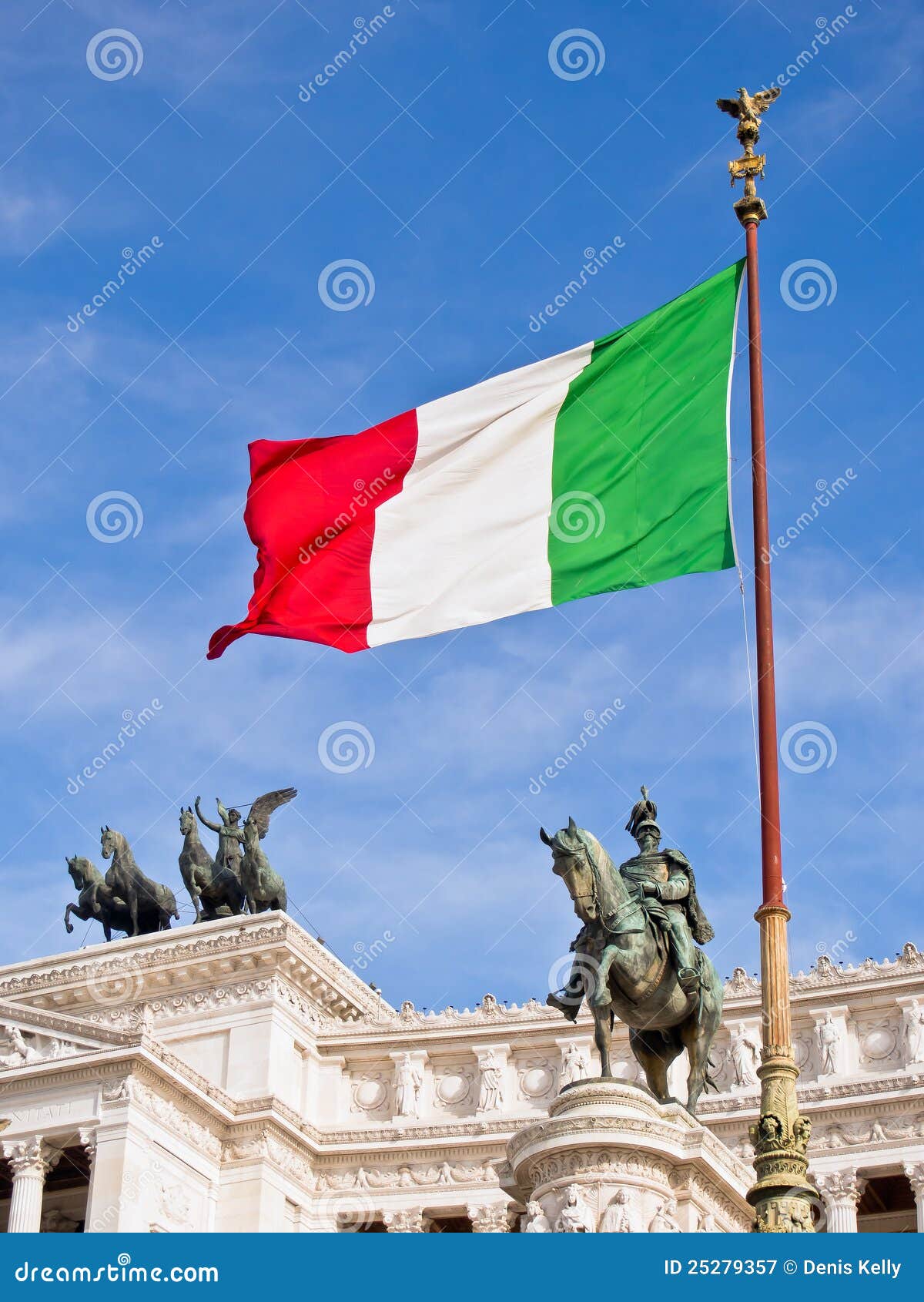 Italian Flag Flying Over Rome