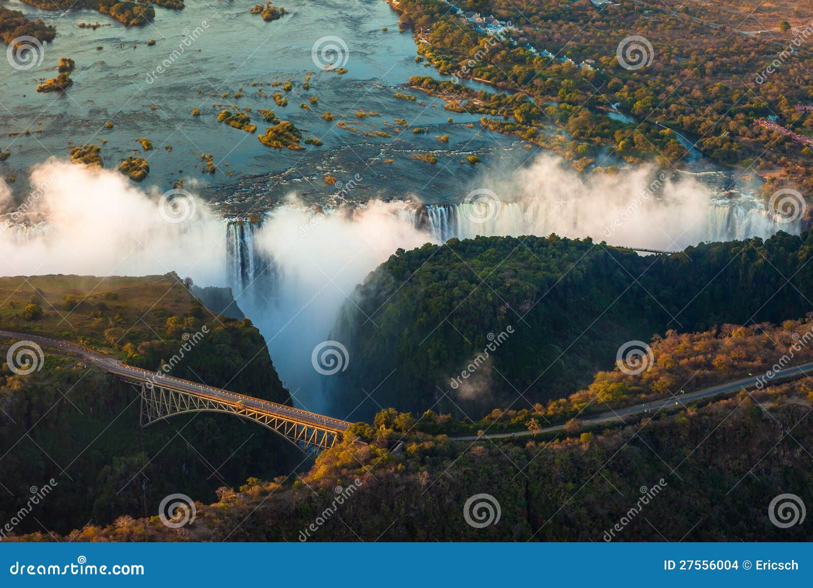 Victoria Falls from the Air Stock Photo - Image of mist, lake: 27556004