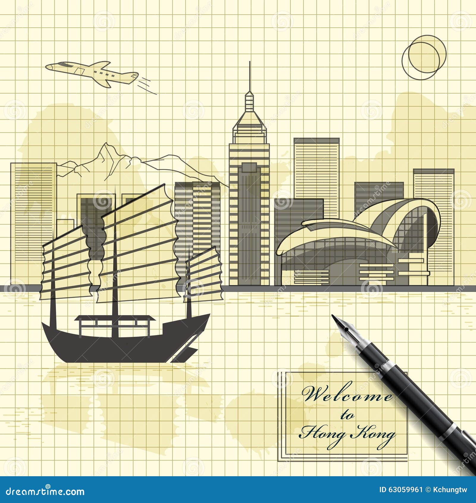 Victoria harbor scenery stock illustration. Illustration of building ...
