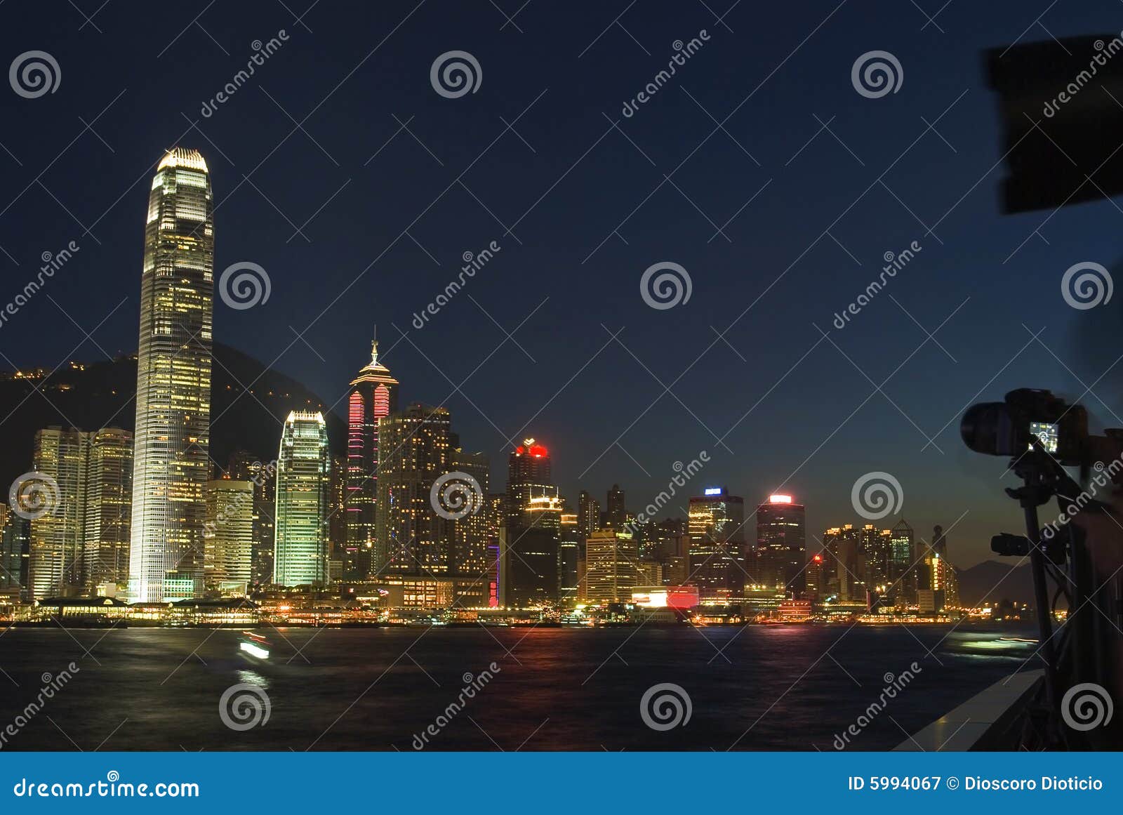 Victoria harbour at night stock image. Image of camera - 5994067