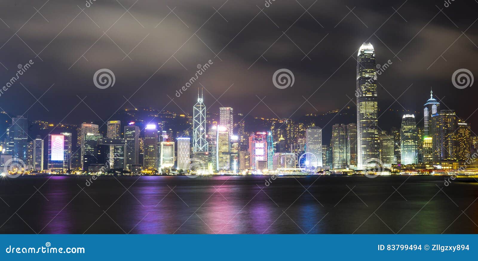Victoria harbour at night editorial stock image. Image of city - 83799494