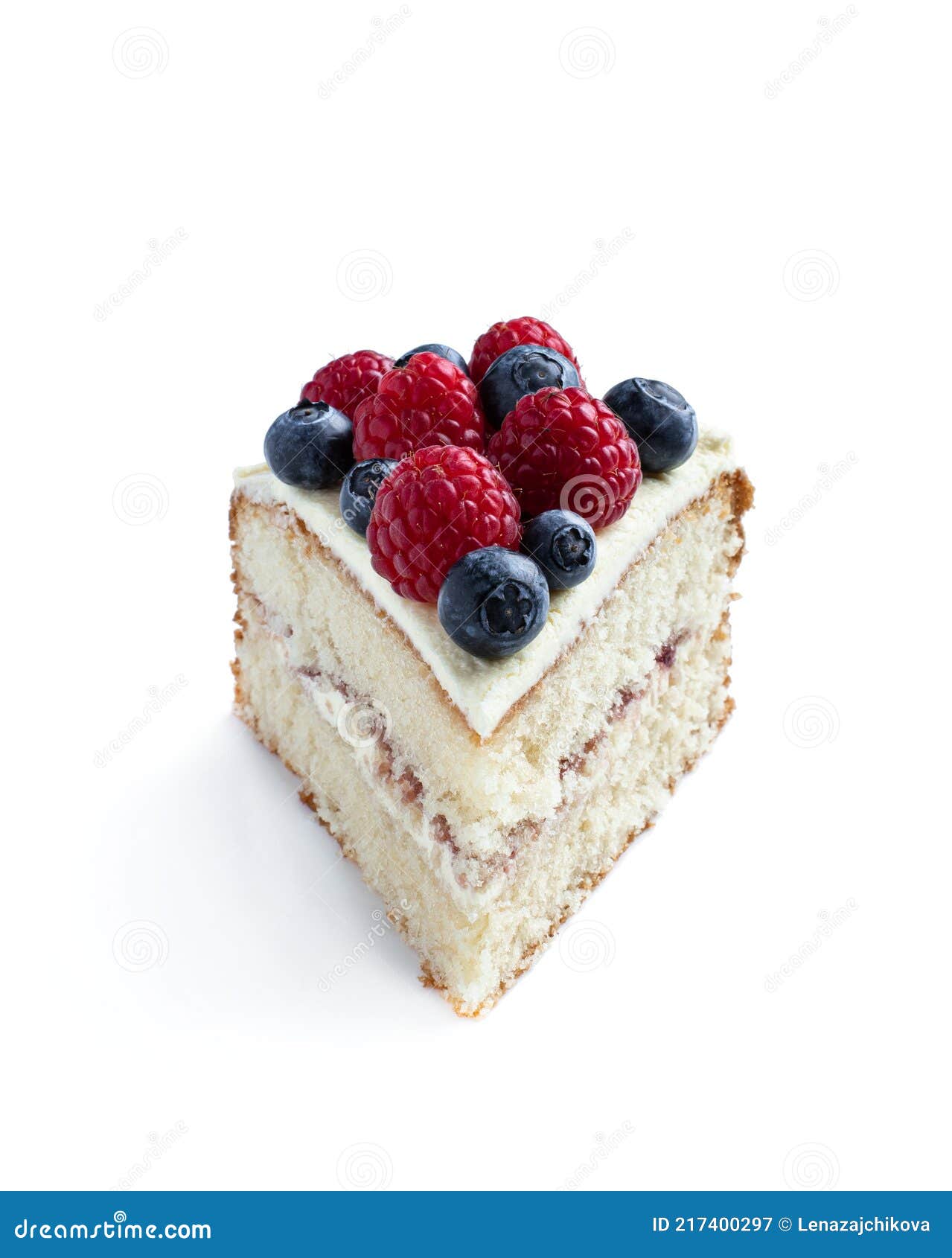 Victoria Sponge Cake Slice Isolated on White Stock Image - Image of ...
