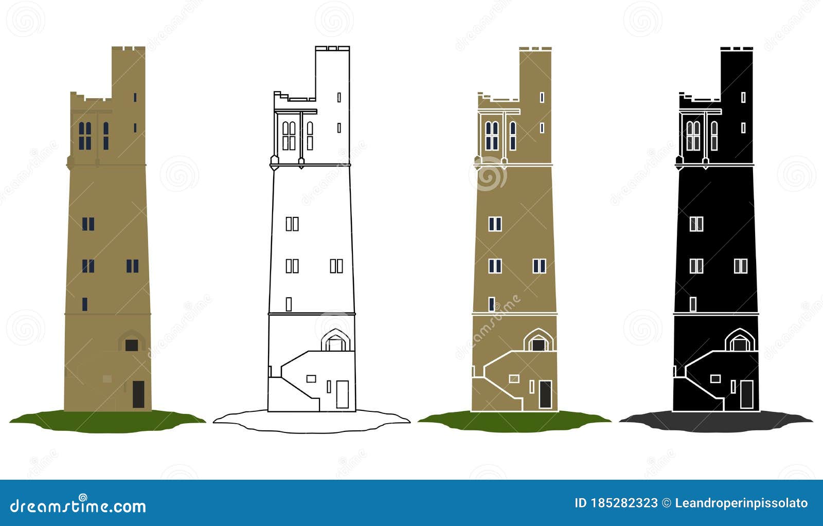 Victoria Tower Castle in Front View Stock Vector - Illustration of ...