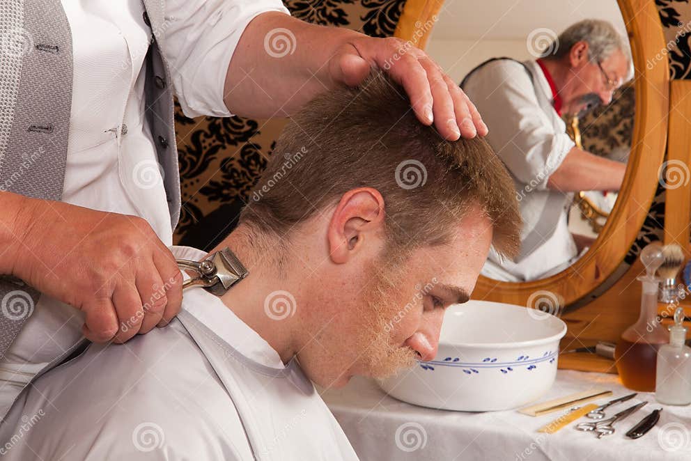 Victorian Barber Using Clipper Stock Photo - Image of nostalgia ...