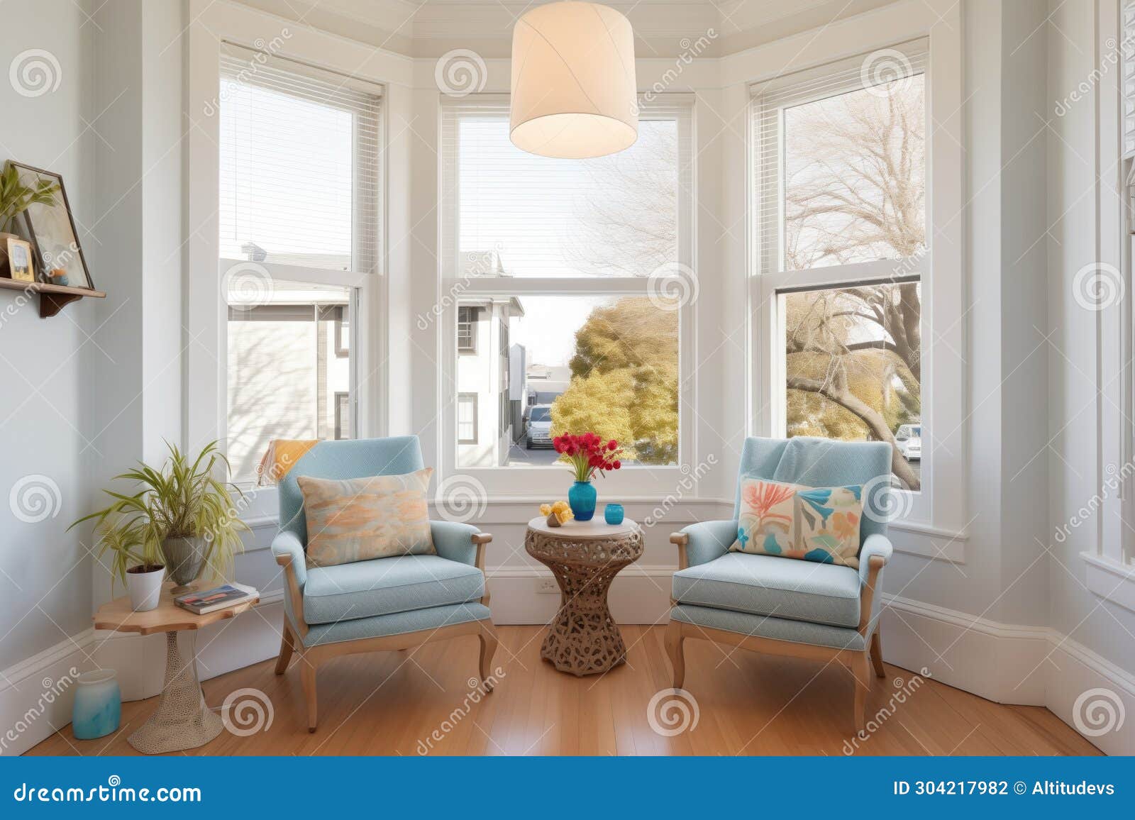 Victorian Bay Window with Cozy Reading Corner Setup Stock Photo - Image ...