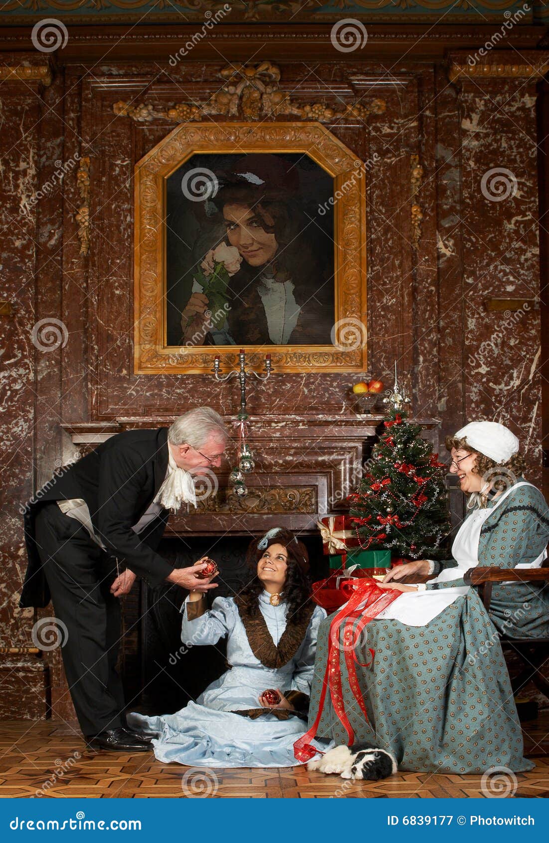 Victorian christmas scene stock image. Image of grandfather - 6839177