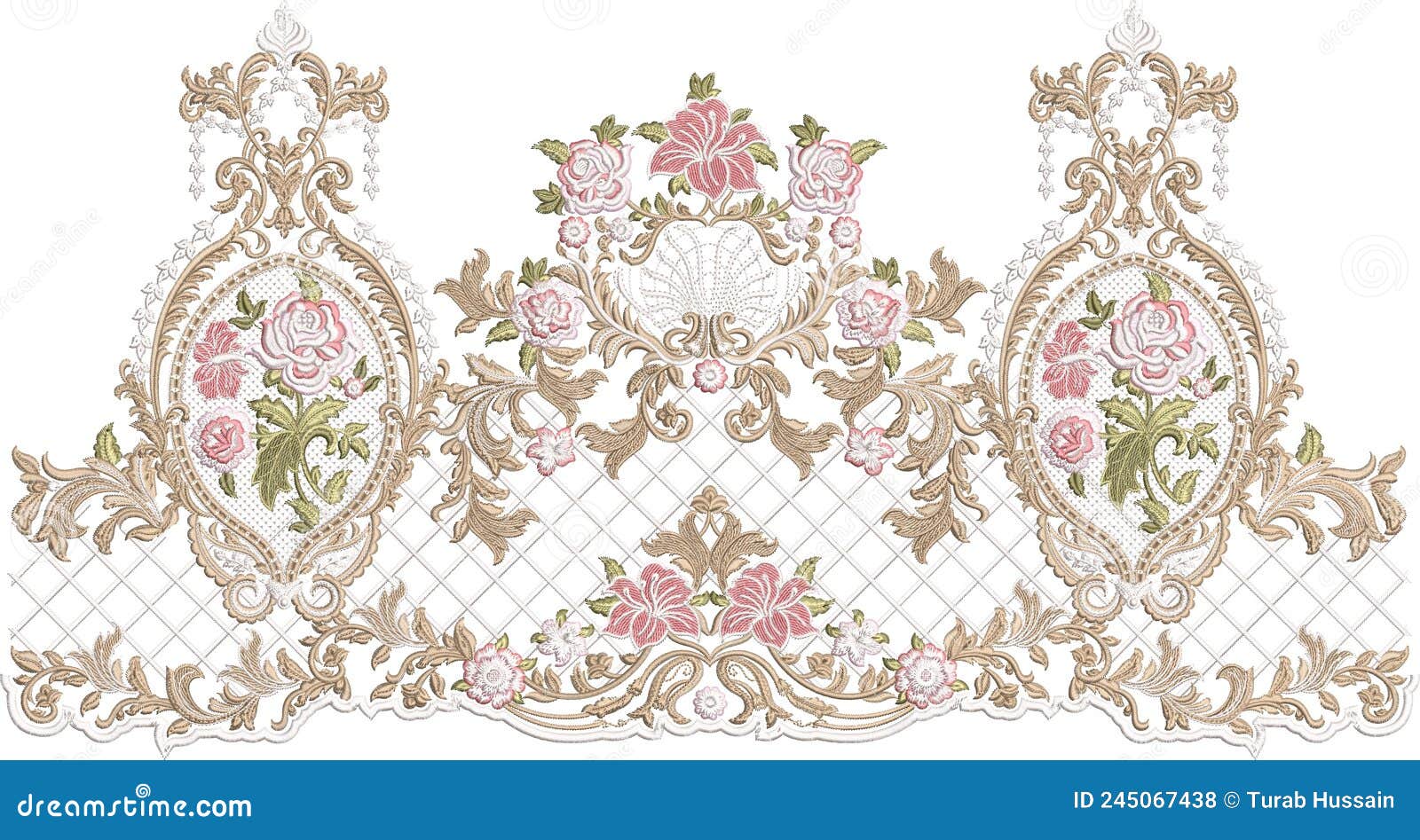 Victorian Embroidery Motif and Borders Textile Stock Illustration ...
