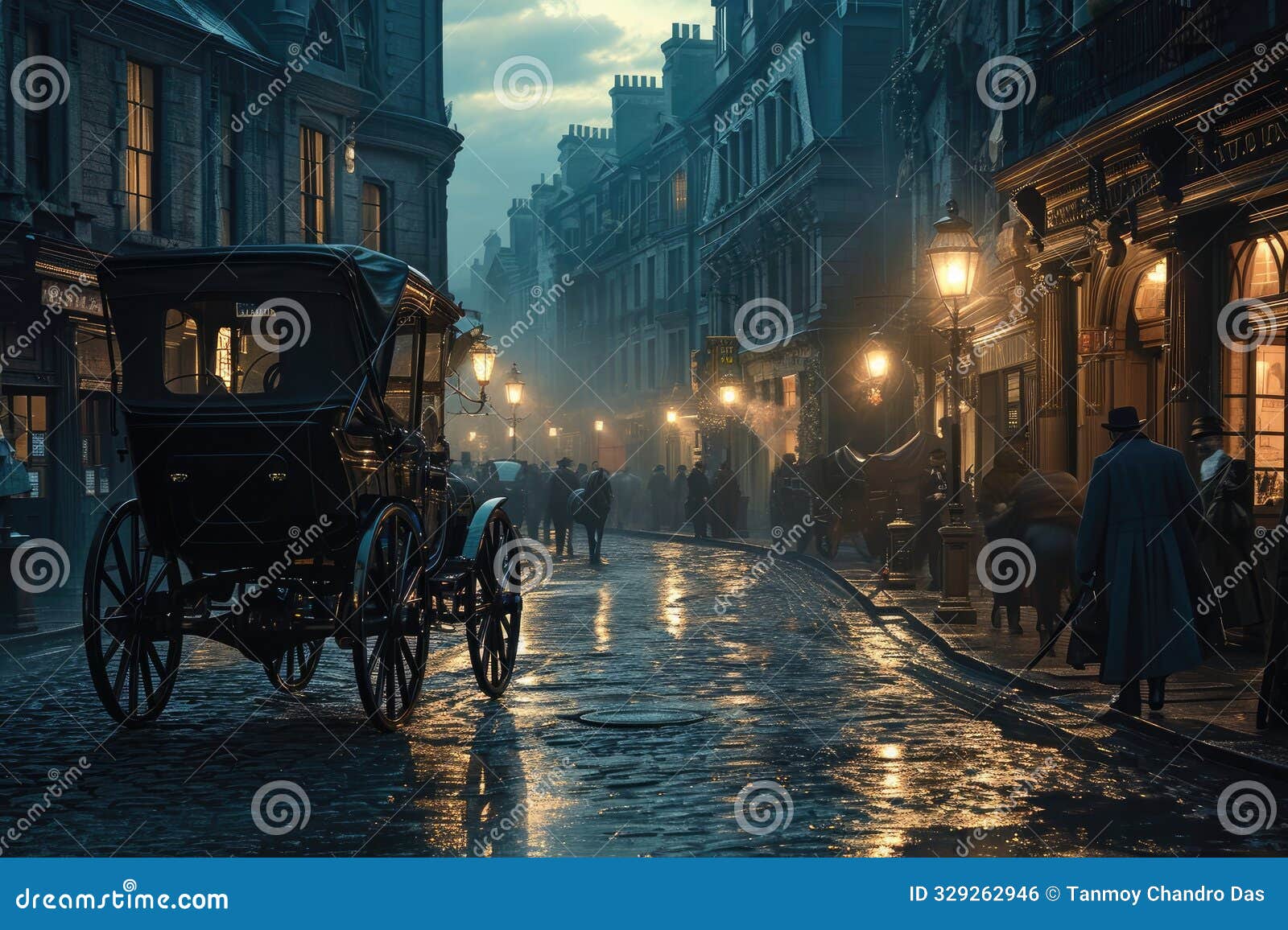 Victorian-era London with Carriages and Cobbled Streets, AI Generated ...