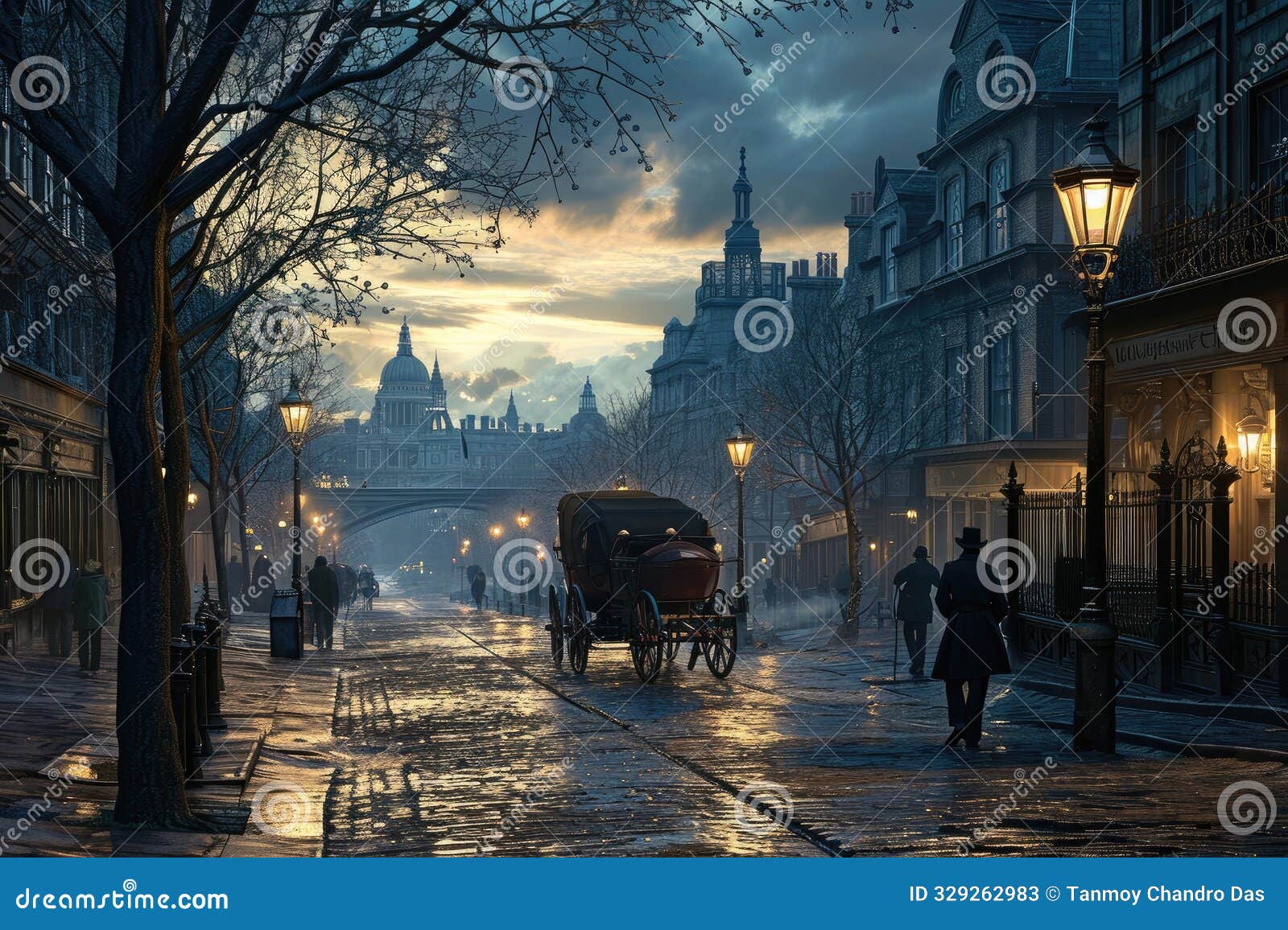 Victorian-era London with Carriages and Cobbled Streets, AI Generated ...