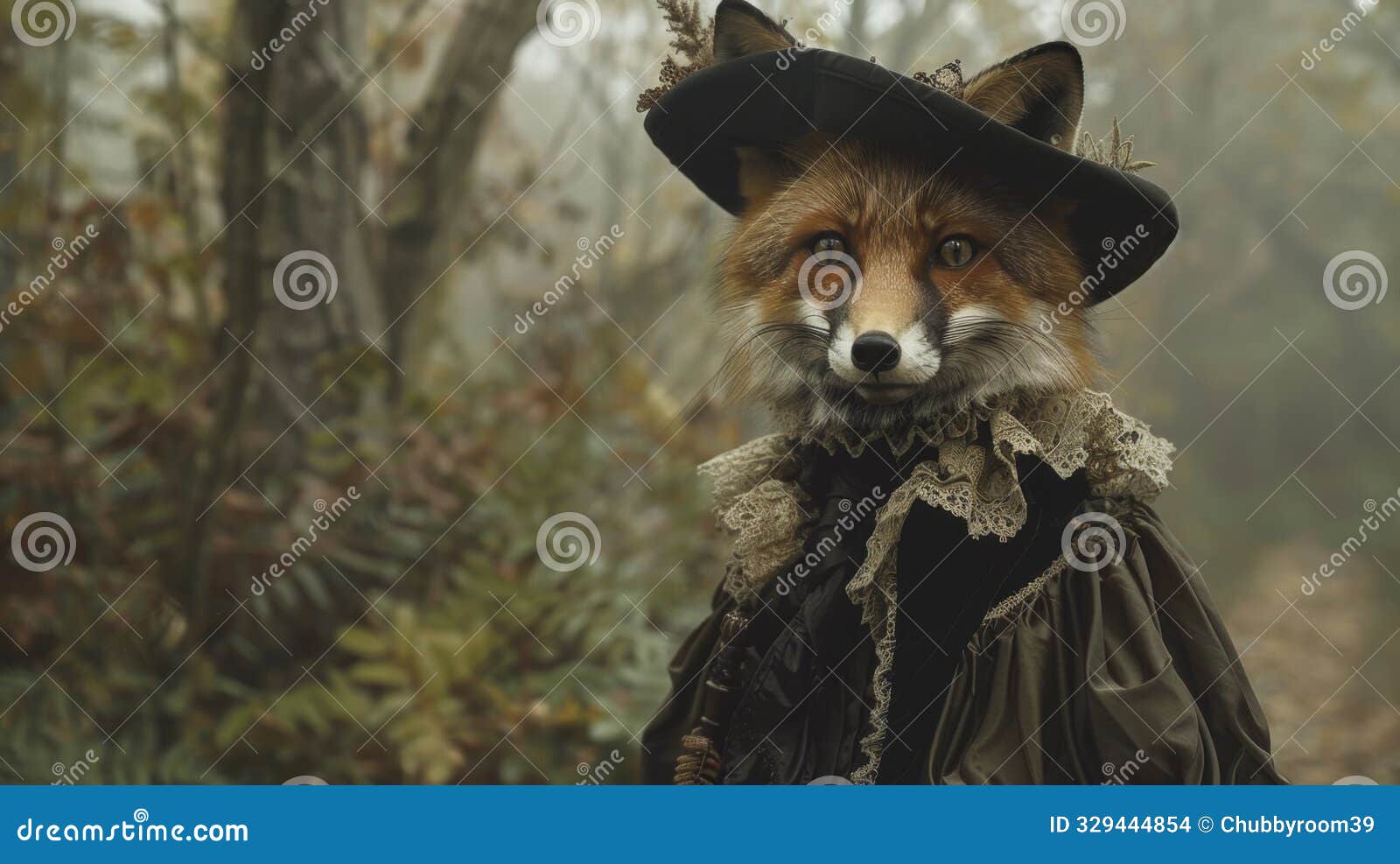 Victorian Fox in Enchanted Forest Exudes Elegance and Mystery Stock ...