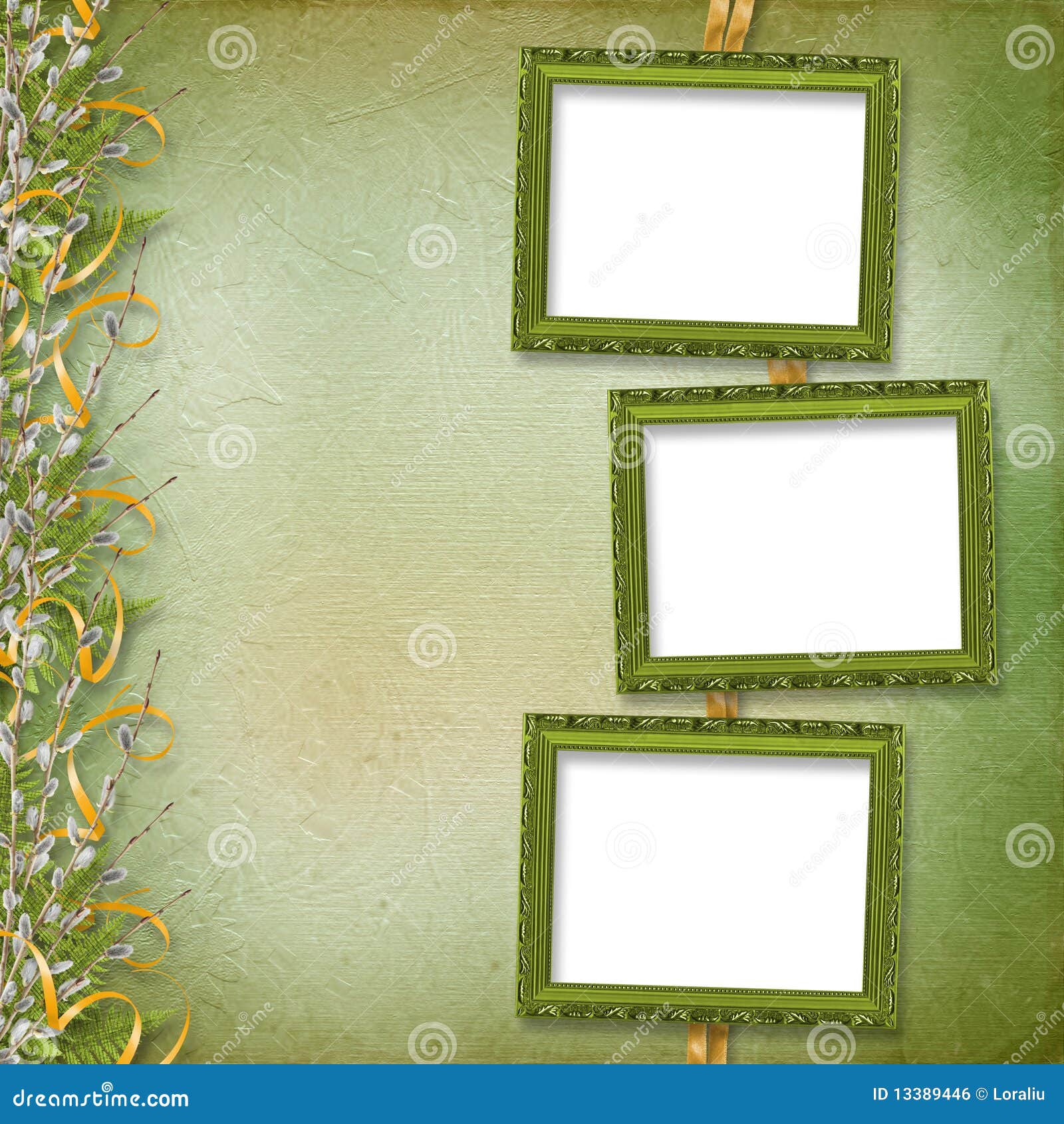 Victorian Frame with Bunch of Willows Stock Illustration - Illustration ...