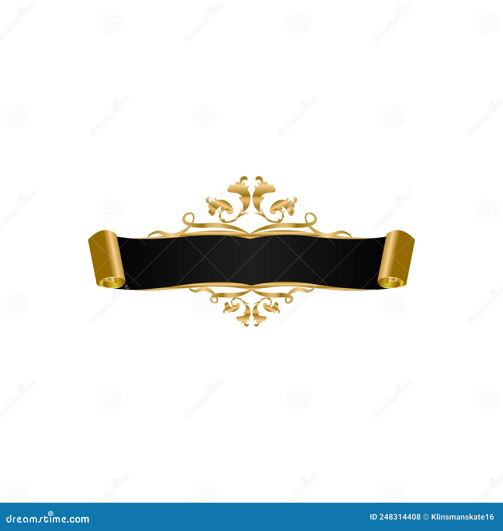 Victorian Gold and Black Scroll Banner Ribbon Design Vector Stock ...