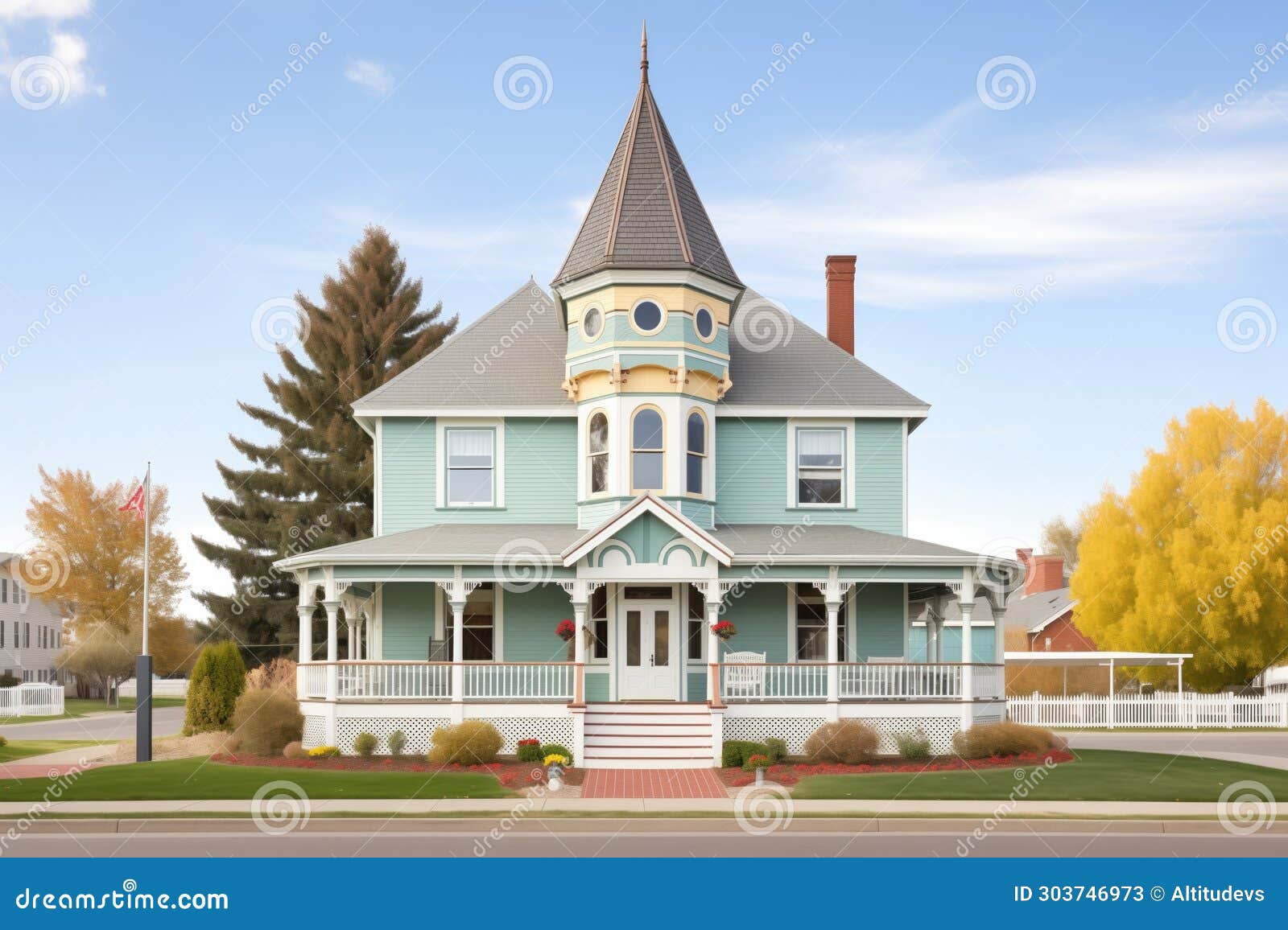 Victorian Home with a Freshly Painted Turret and Trim Stock Image ...