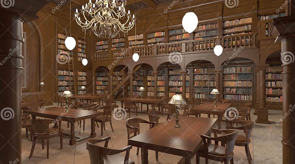Victorian Library Room Interior 3d Illustration Stock Illustration ...
