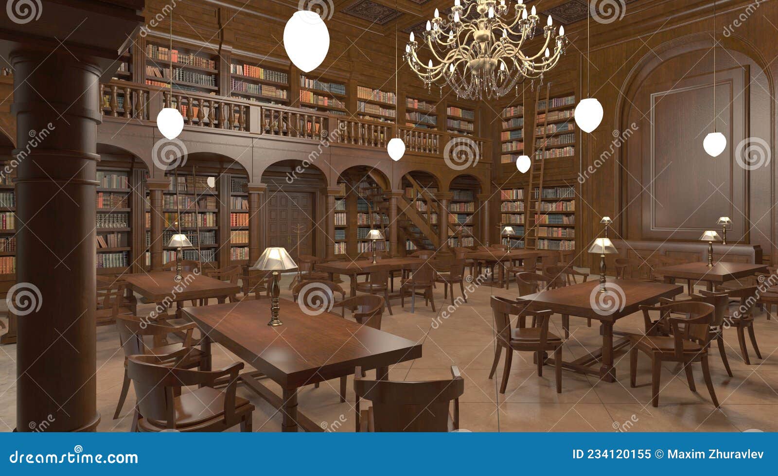 Victorian Library Room Interior 3d Illustration Stock Illustration ...
