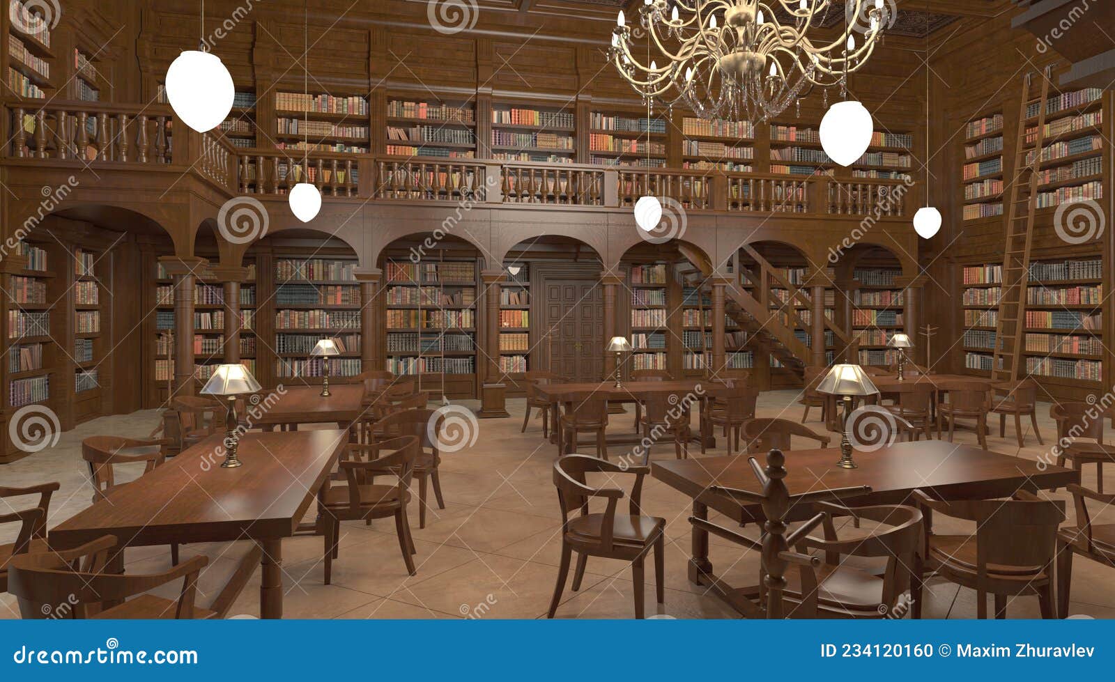 Victorian Library Room Interior 3d Illustration Stock Illustration ...