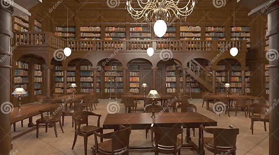 Victorian Library Room Interior 3d Illustration Stock Illustration ...