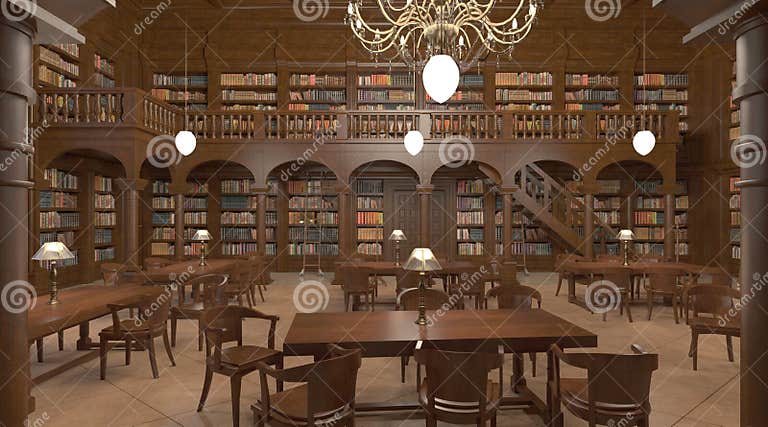 Victorian Library Room Interior 3d Illustration Stock Illustration ...