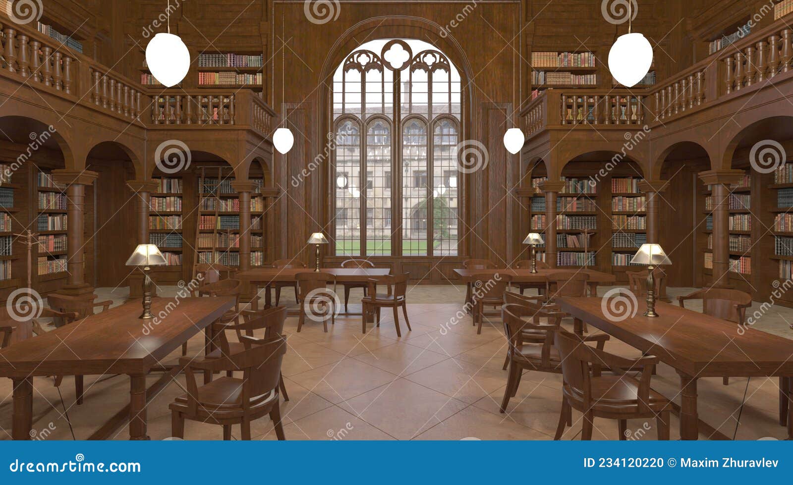 Victorian Library Room Interior 3d Illustration Stock Illustration ...