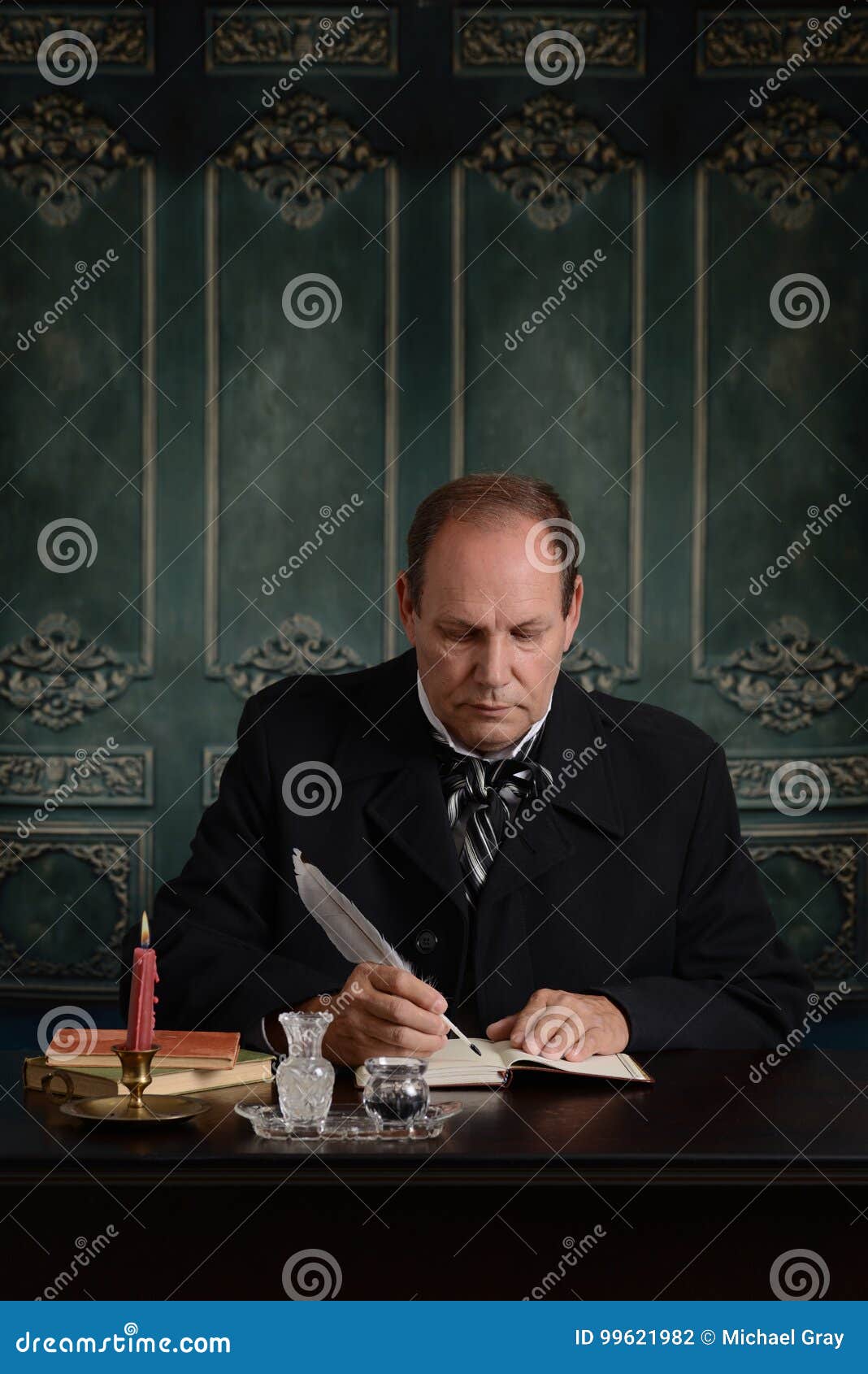 Victorian Office Worker Writing in His Ledger Stock Photo - Image of ...
