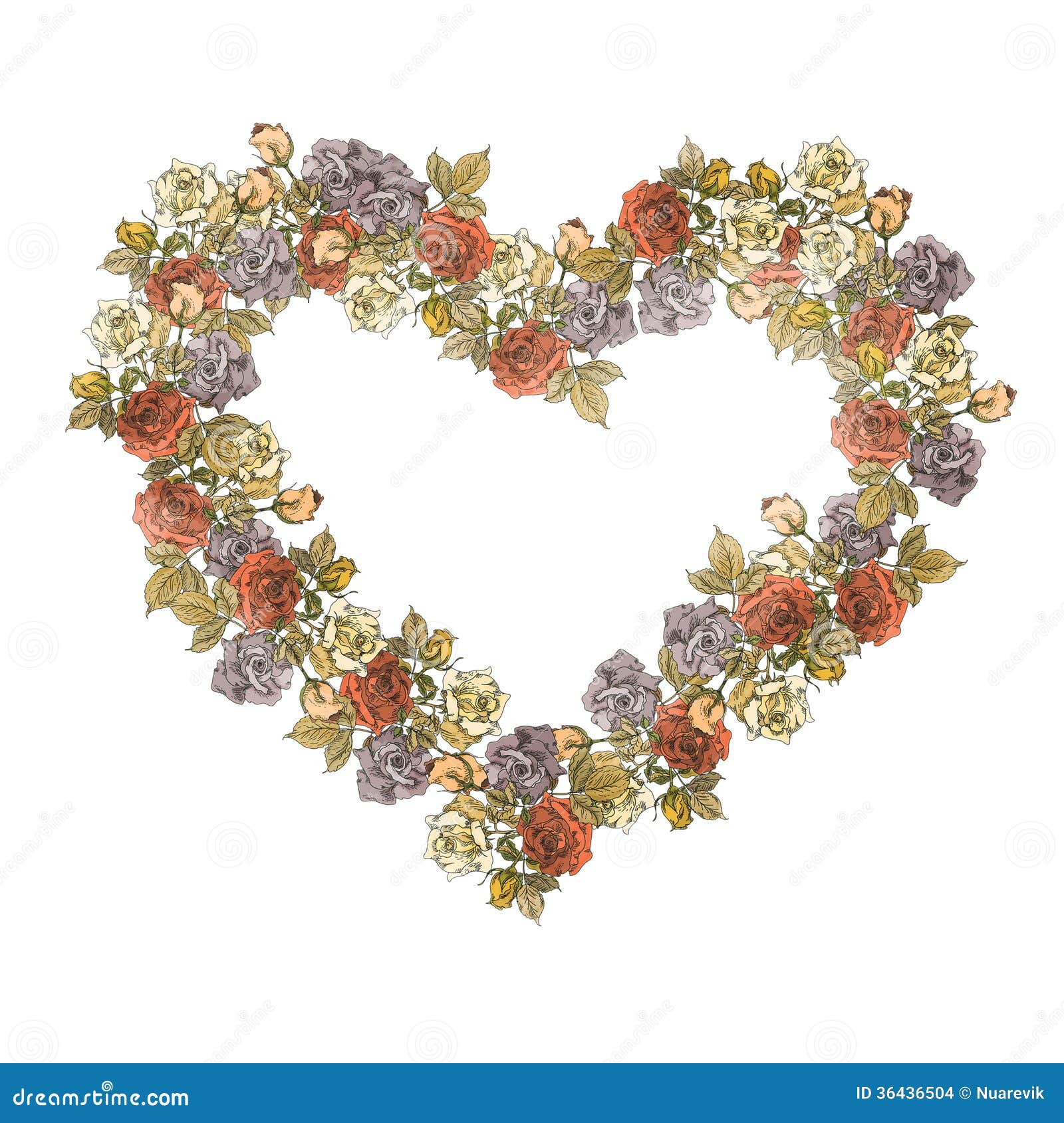 Victorian Roses Heart Frame Stock Illustration - Illustration of grunge ...