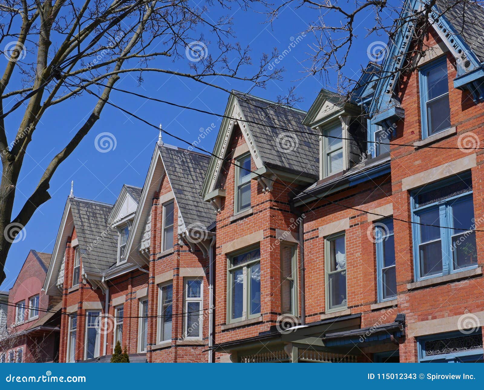 Victorian Row Houses with Gables Stock Image - Image of victorian ...