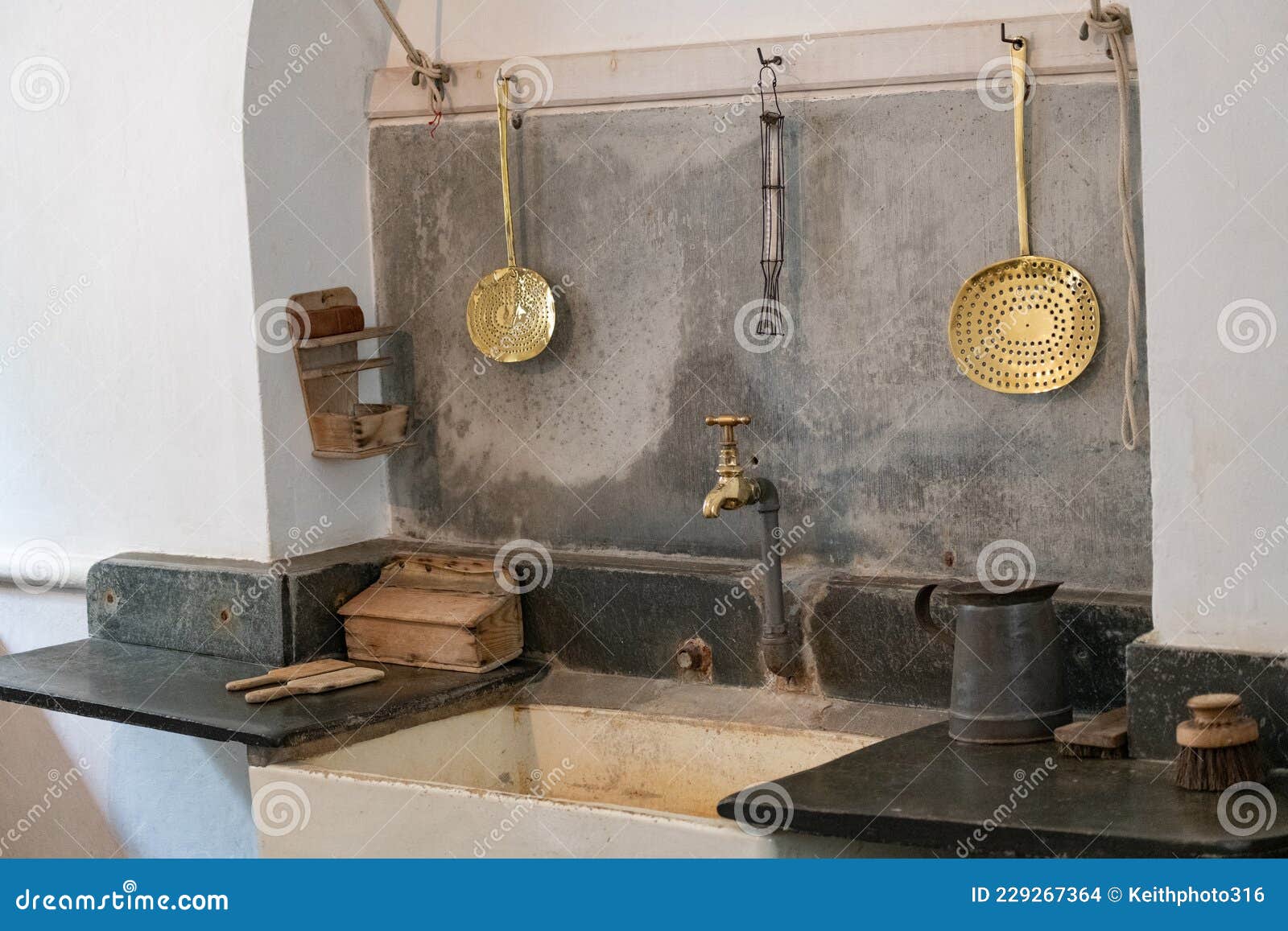 Victorian Scullery Sink and Kitchen Ware Stock Photo - Image of bygone ...