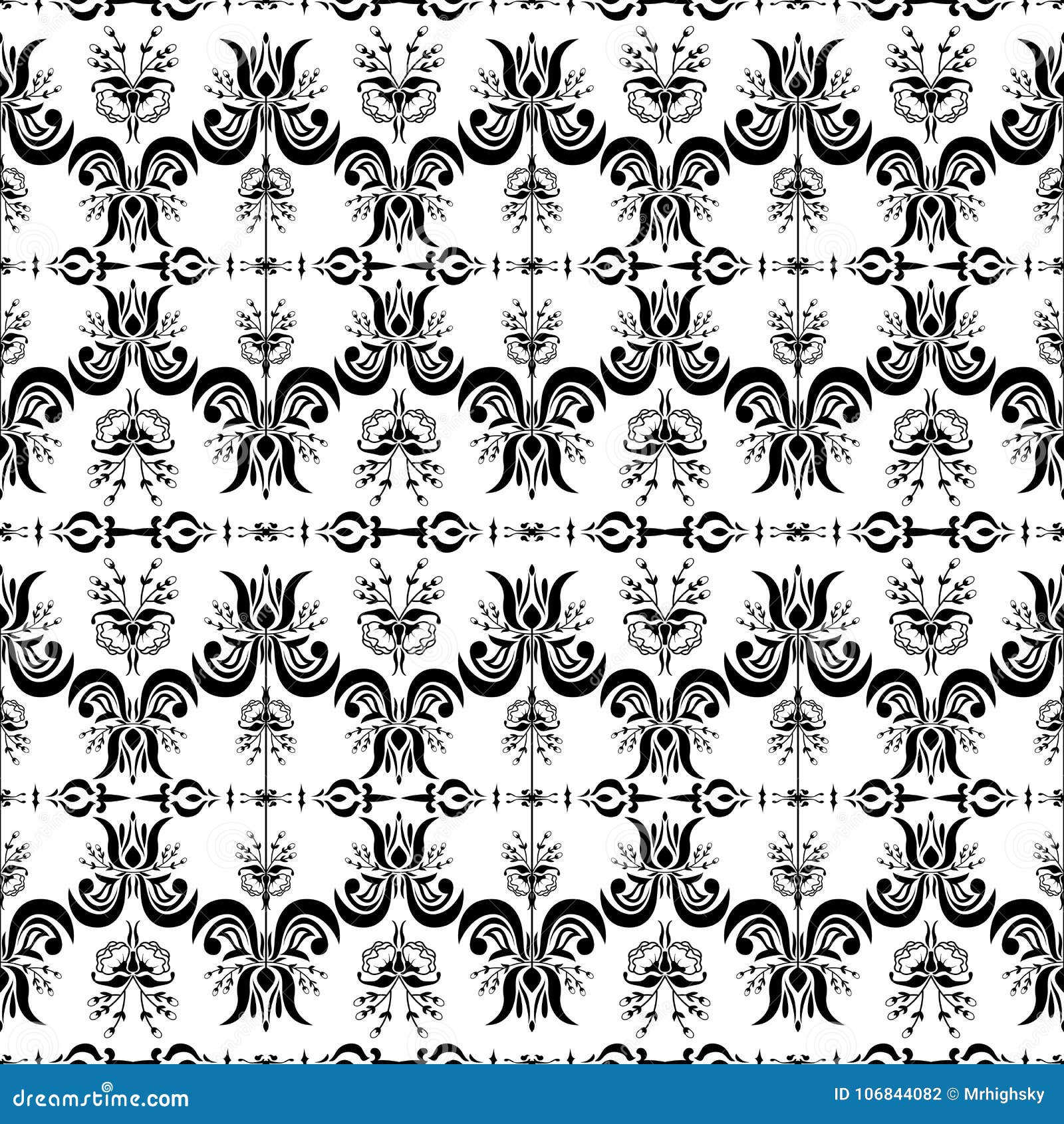 Victorian Style Black and White Seamless Pattern Stock Vector ...