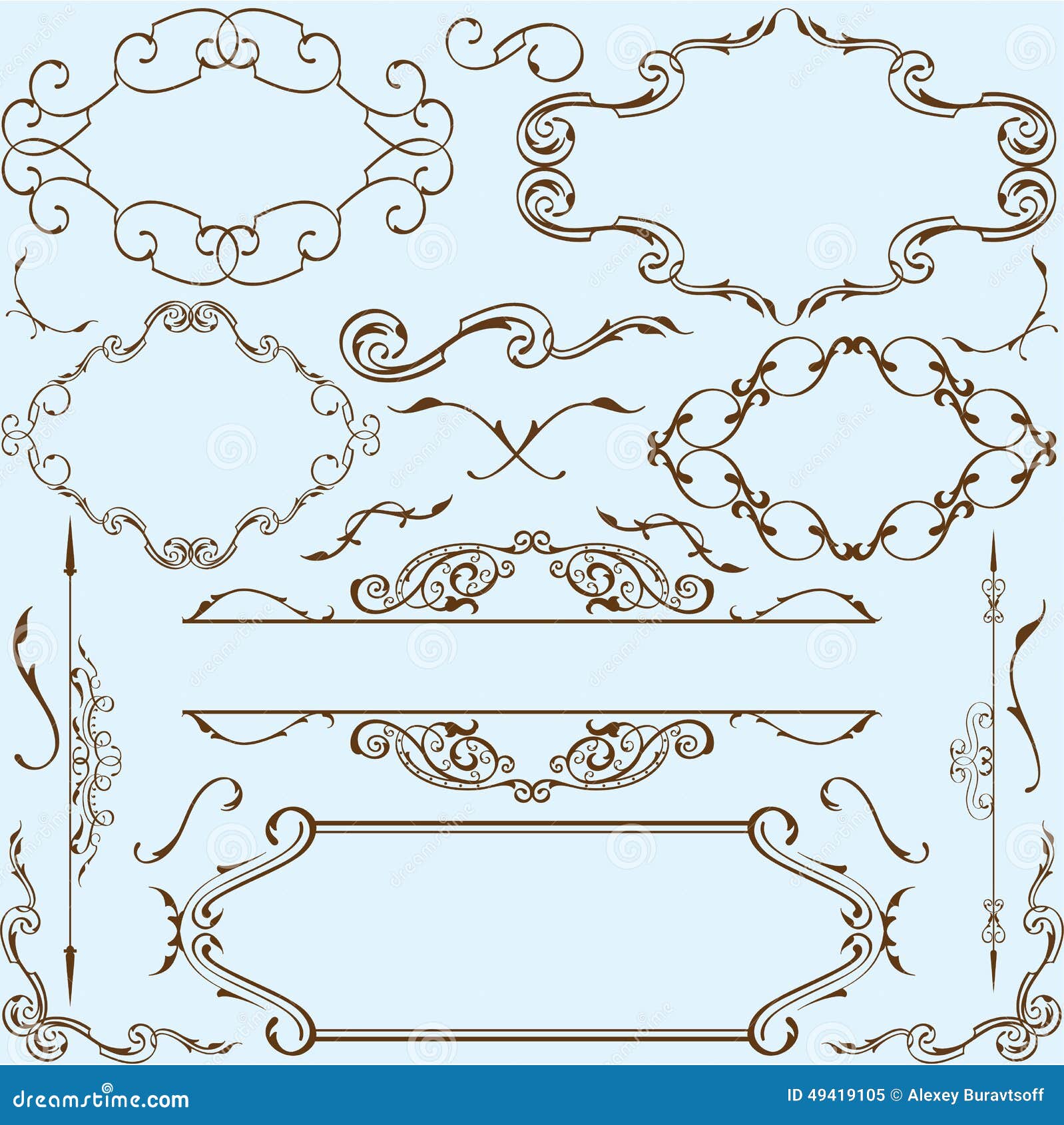 Victorian Style Elements Set Stock Vector - Illustration of curve ...