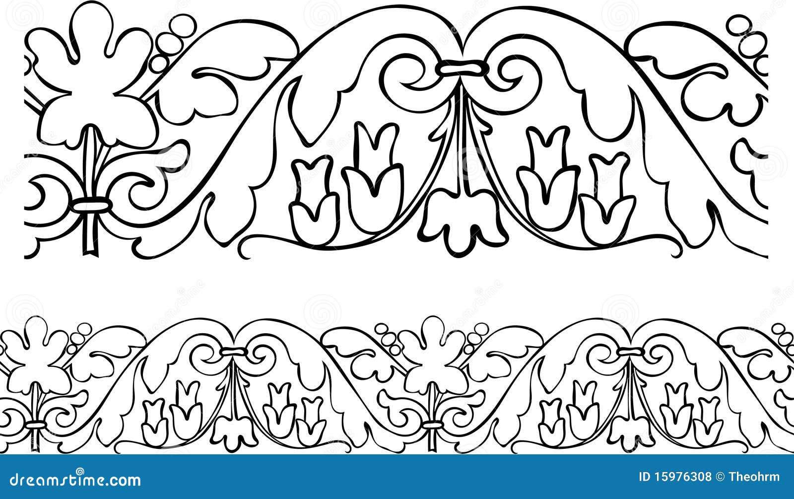 Victorian Style Outlined Borde Stock Vector - Illustration of seamless ...