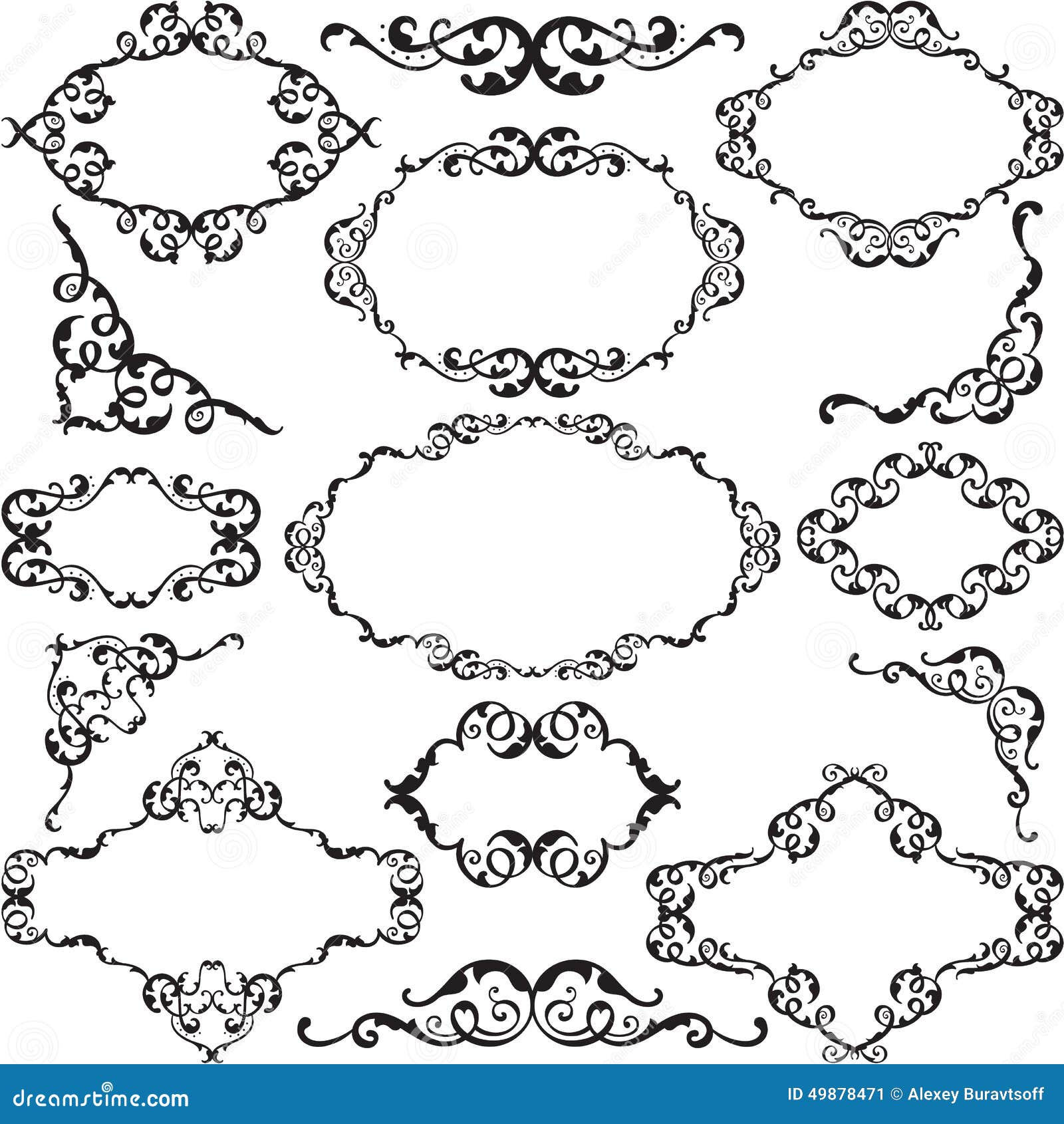 Victorian swirl ornate set stock vector. Illustration of decor - 49878471