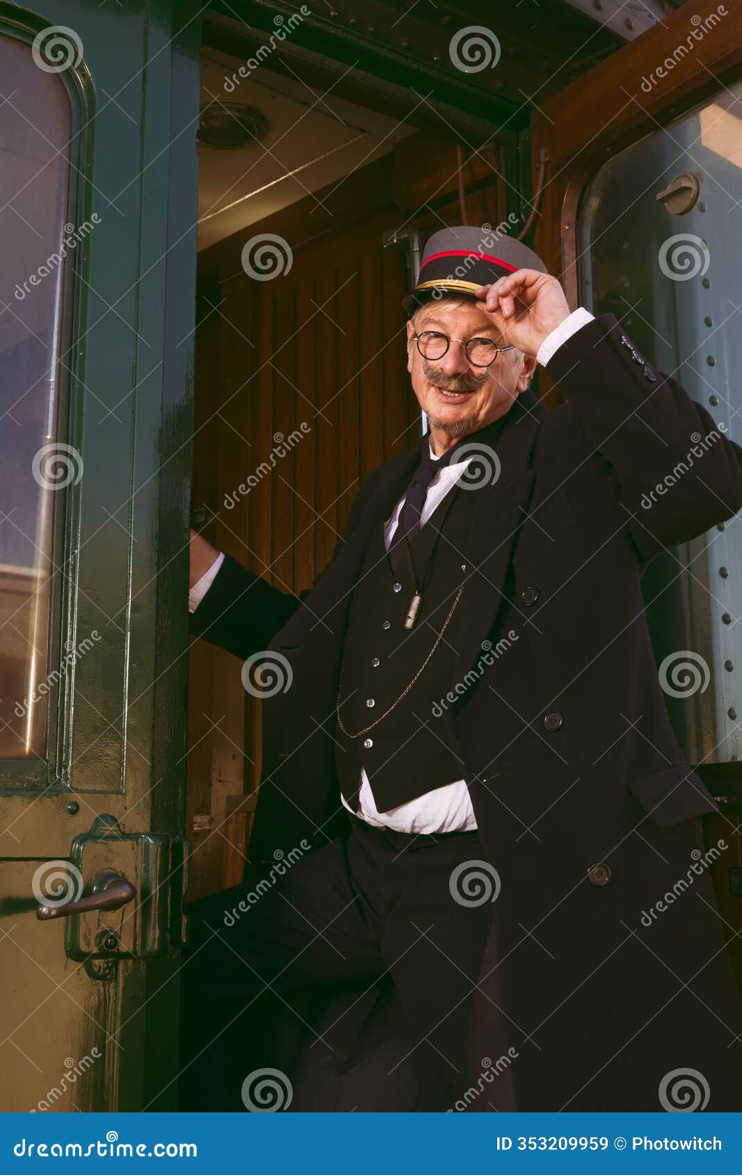 Victorian train conductor stock image. Image of railway - 353209959