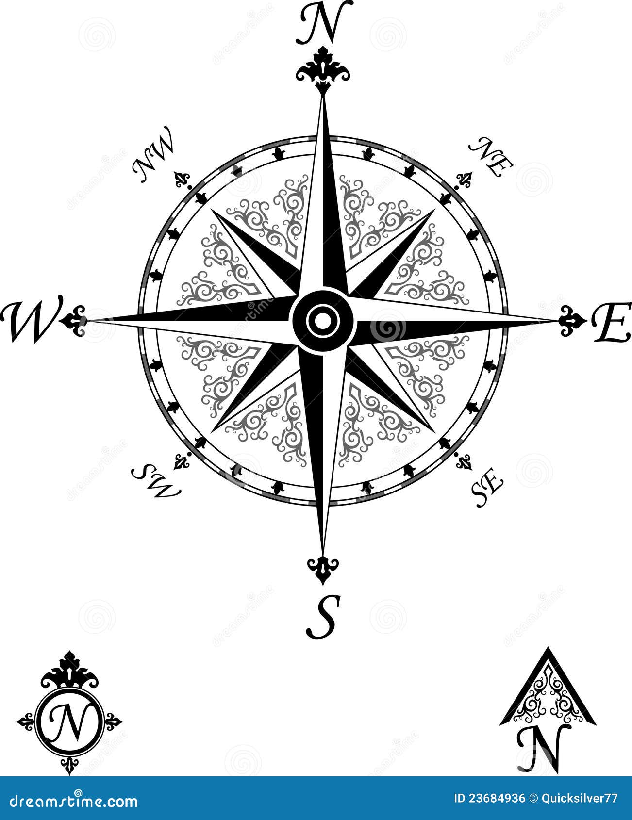 Victorian Vintage Compass stock illustration. Illustration of ...