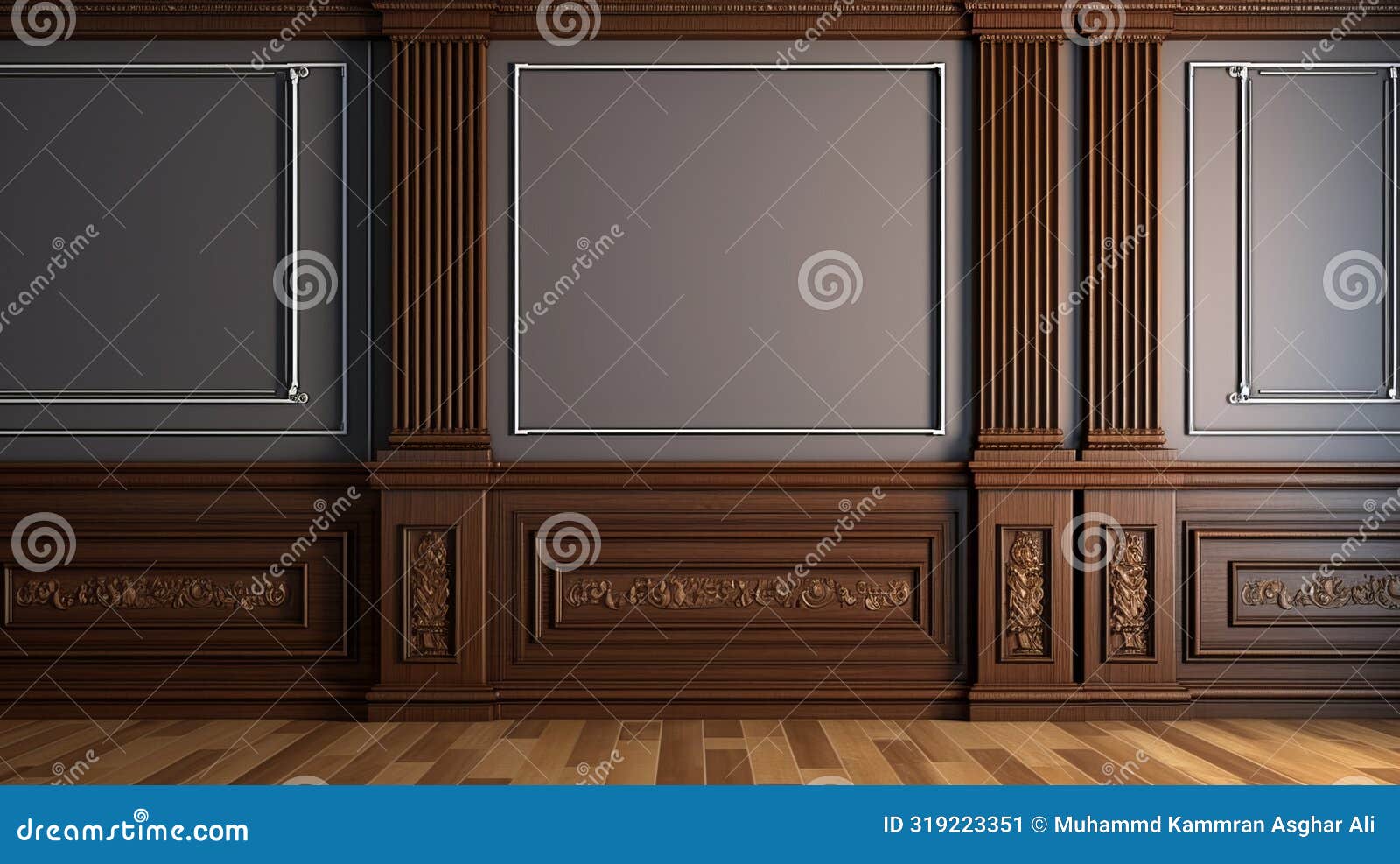 Victorian Wood Trim Wall-enhance Stock Illustration - Illustration of ...