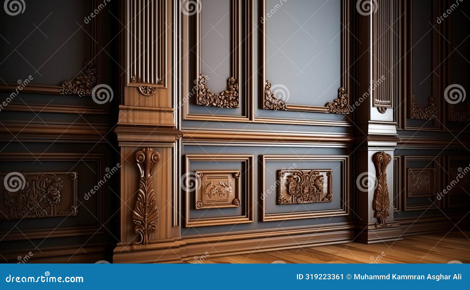 Victorian Wood Trim Wall-enhance Stock Illustration - Illustration of ...